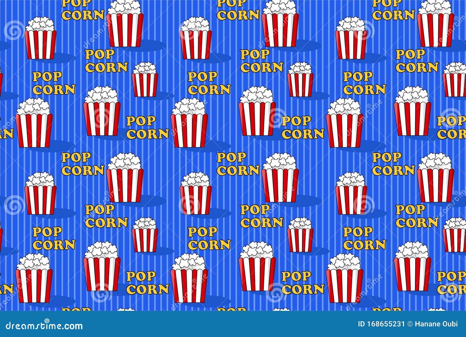 Popcorn. Seamless Pattern with Popcorn Pack. Hand-drawn Background ...