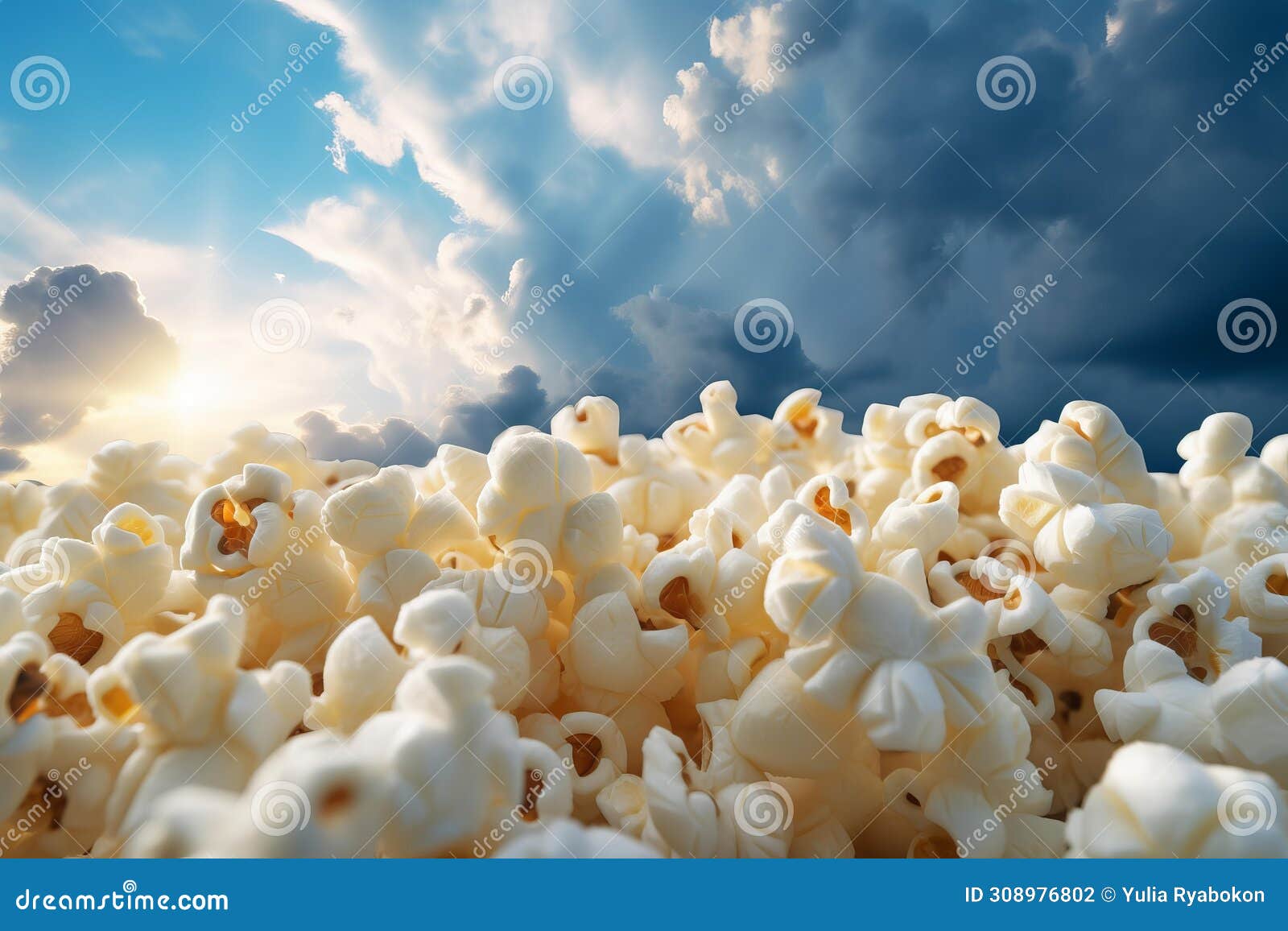 Popcorn Snack Sky. Generate Ai Stock Photo - Image of material ...