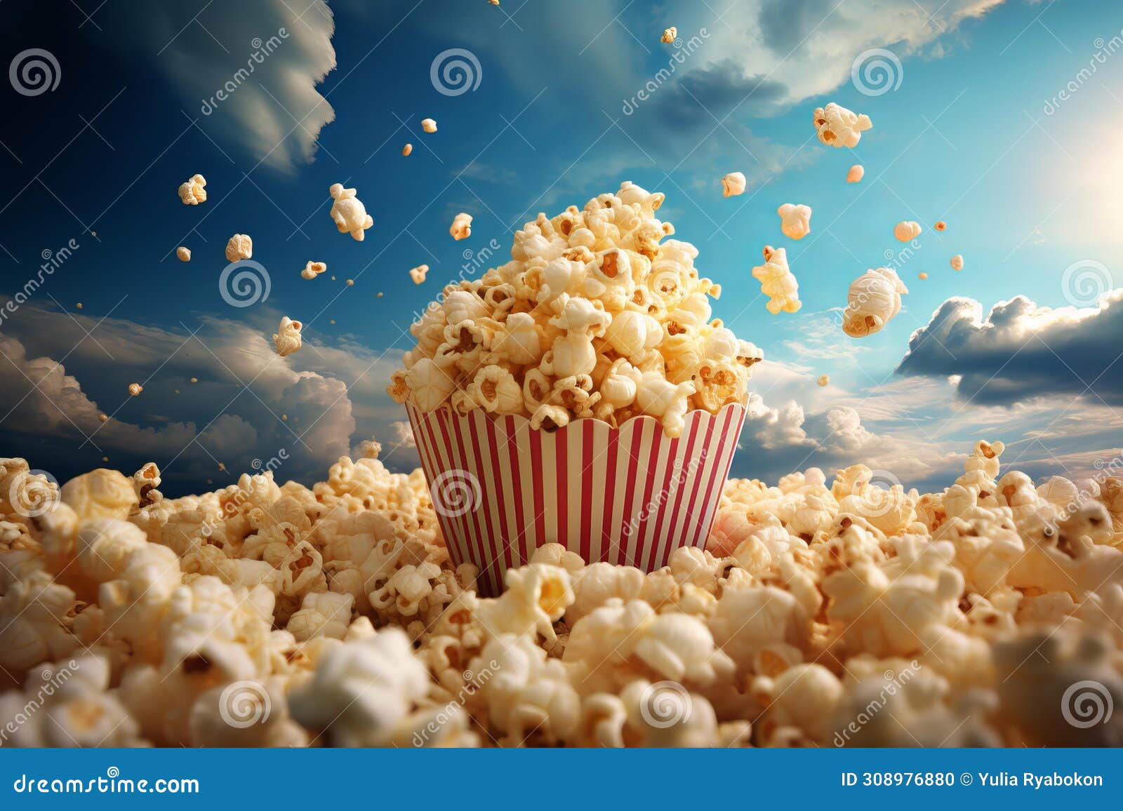 Popcorn Snack Sky Nature. Generate Ai Stock Photo - Image of food ...