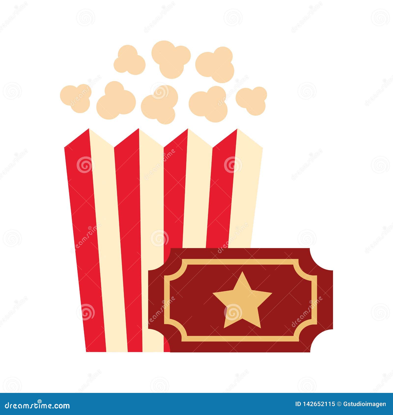 Popcorn and Ticket Isolated Icon Stock Vector - Illustration of popcorn ...