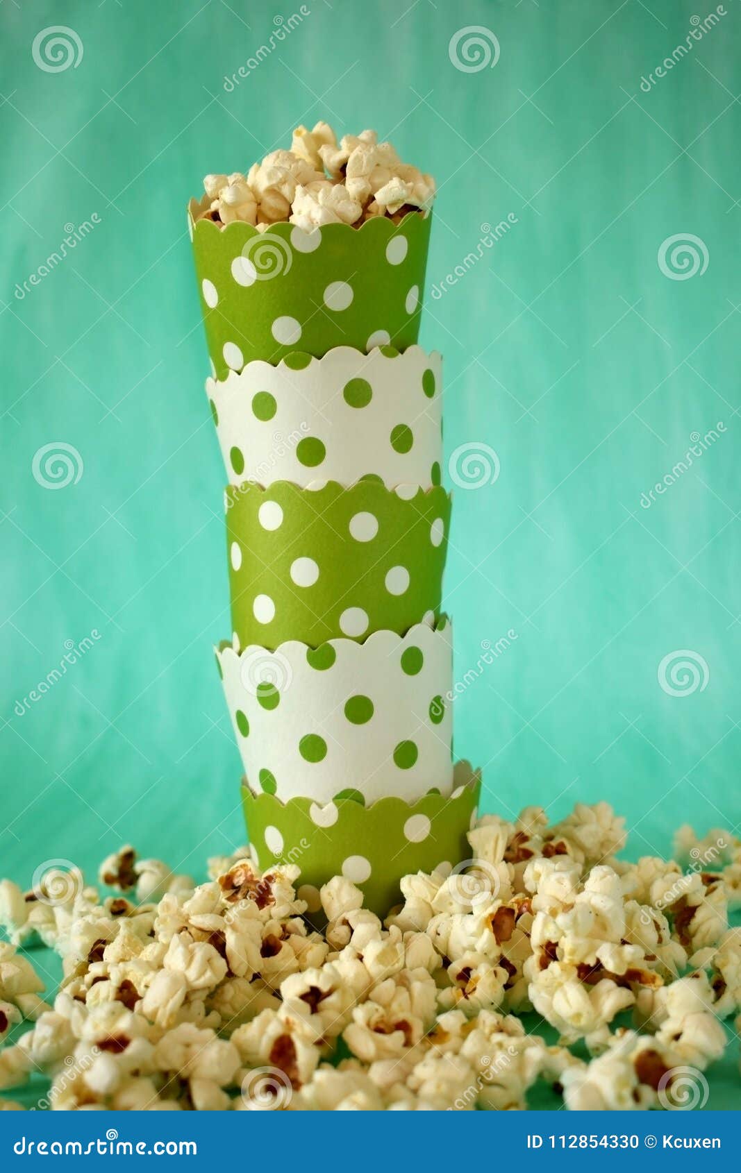Popcorn in Stack of Paper Cups Stock Photo - Image of entertainment ...