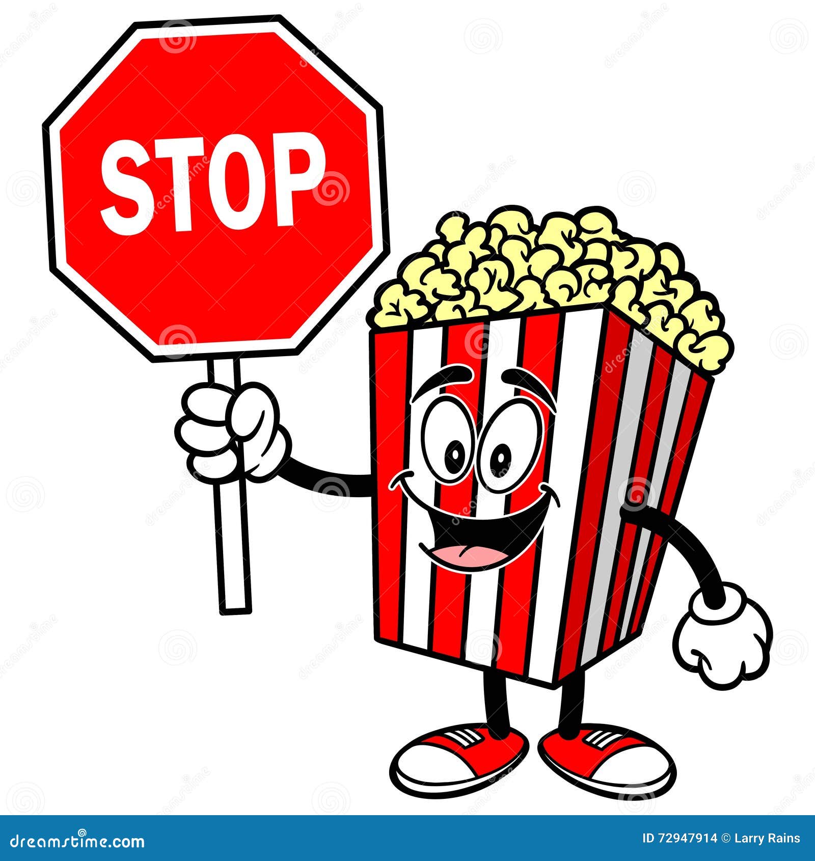 Popcorn with Stop Sign stock vector. Illustration of retro - 72947914