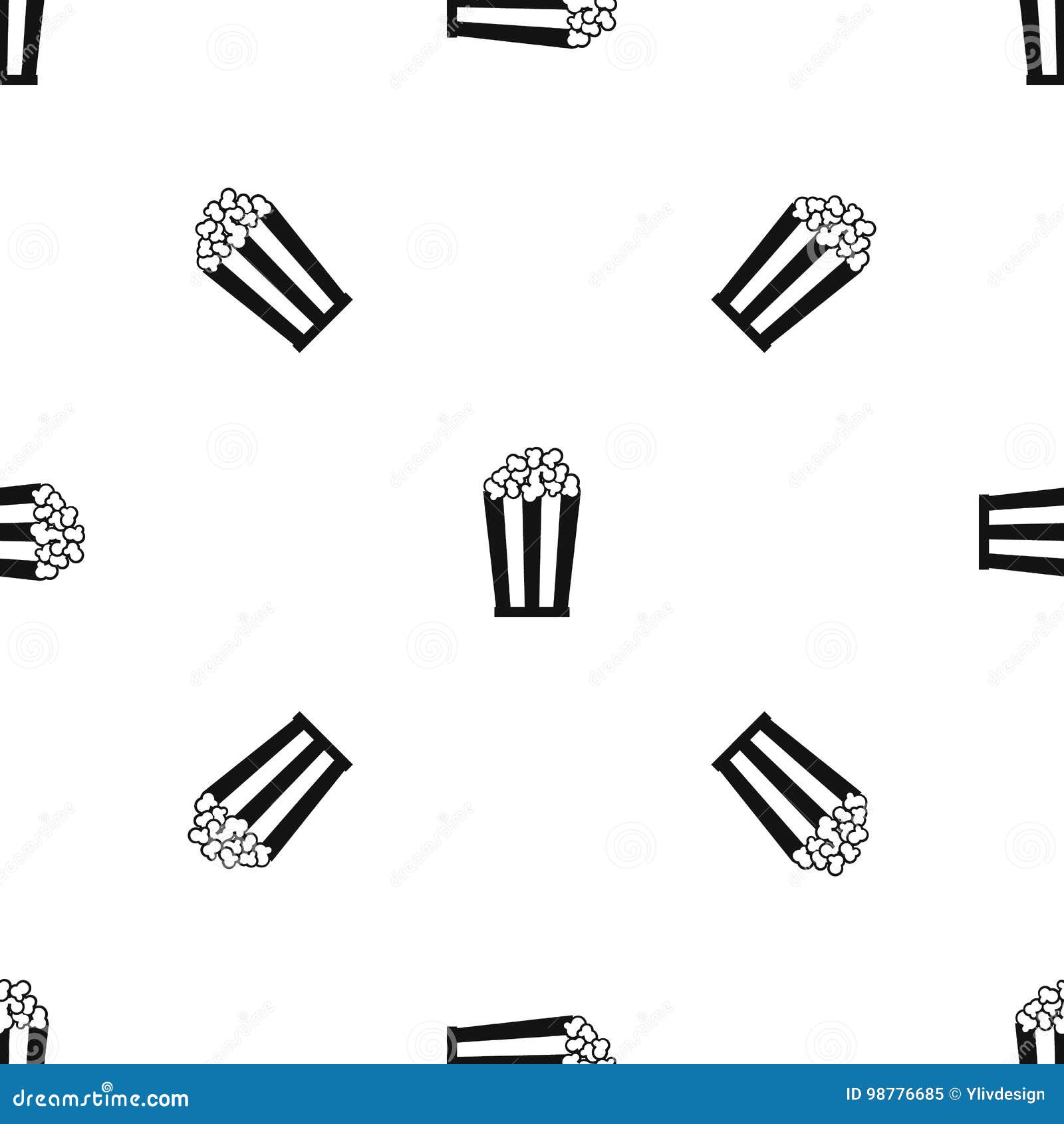 Popcorn in Striped Bucket Pattern Seamless Black Stock Vector ...