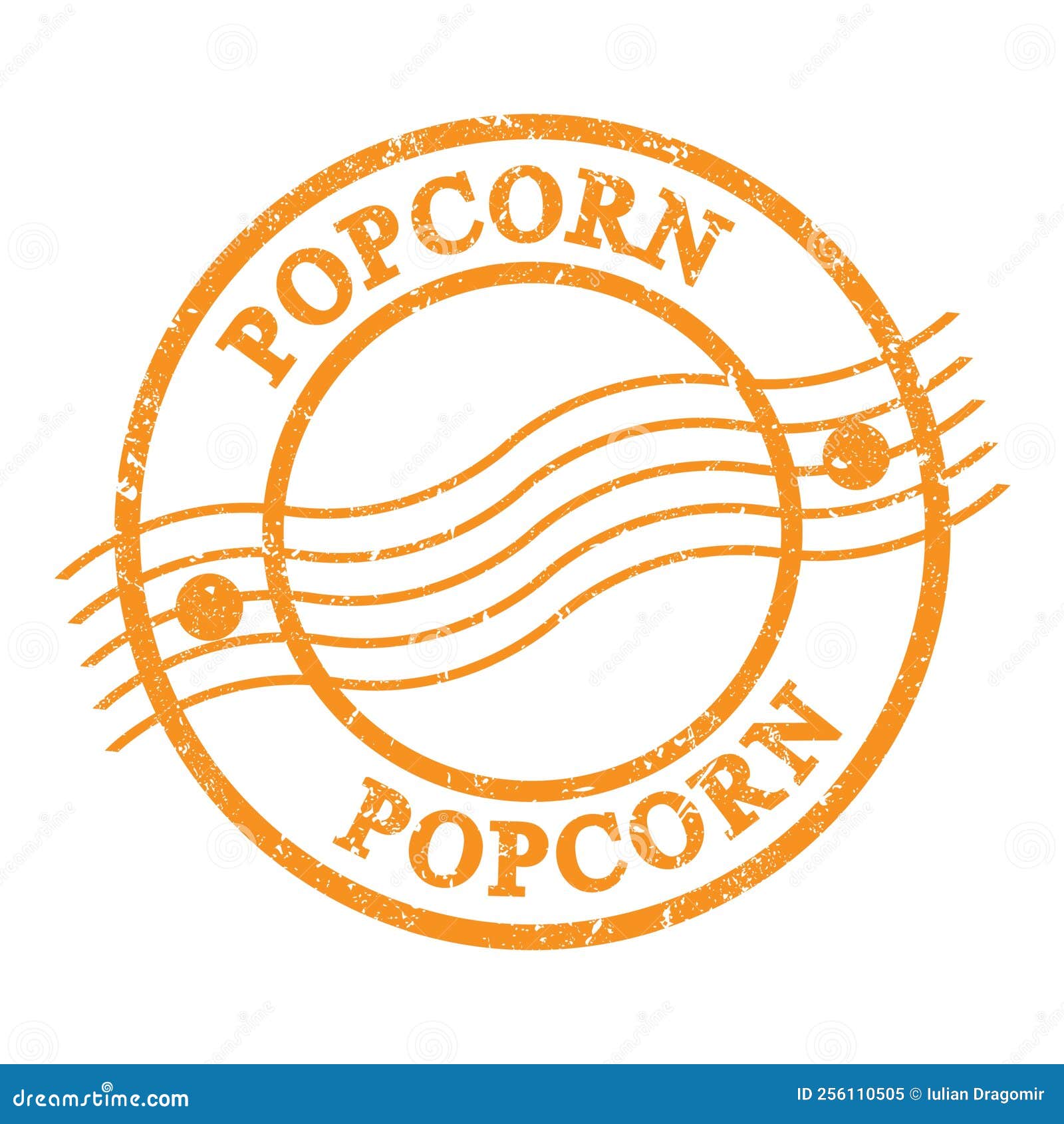 POPCORN, Text Written on Orange Postal Stamp Stock Illustration ...