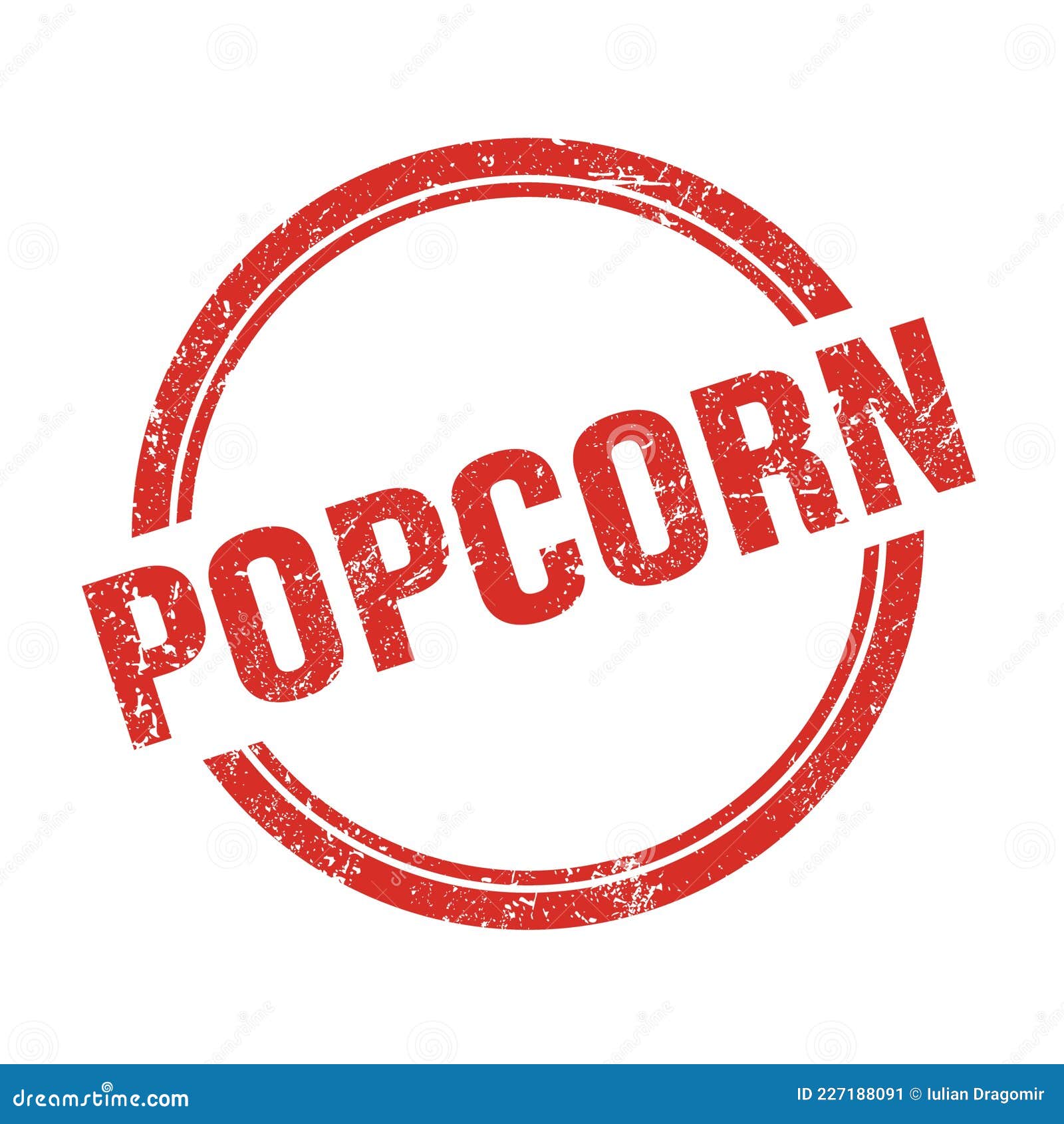 POPCORN Text Written on Red Grungy Round Stamp Stock Illustration ...