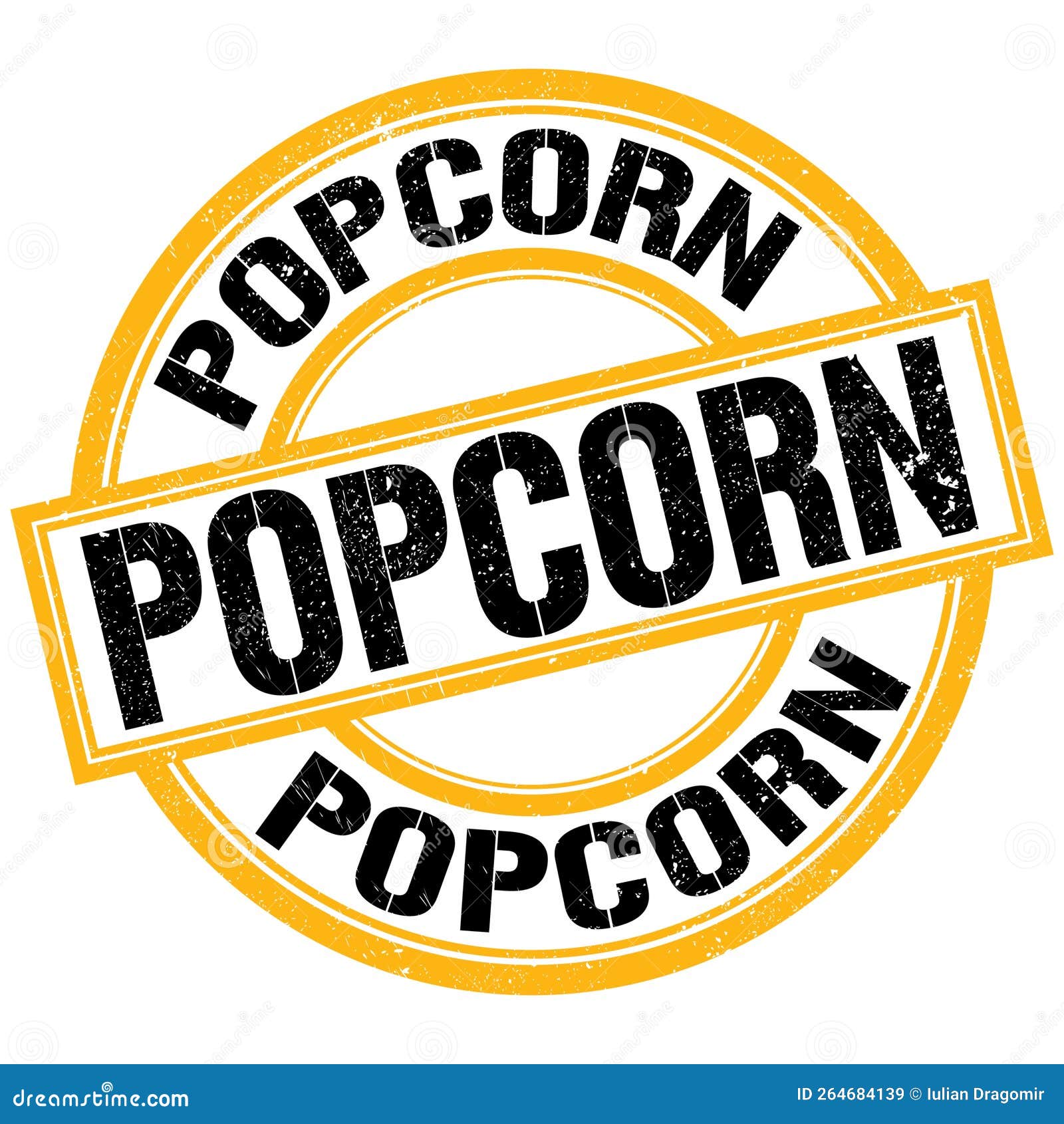 POPCORN Text on Yellow-black Round Stamp Sign Stock Illustration ...