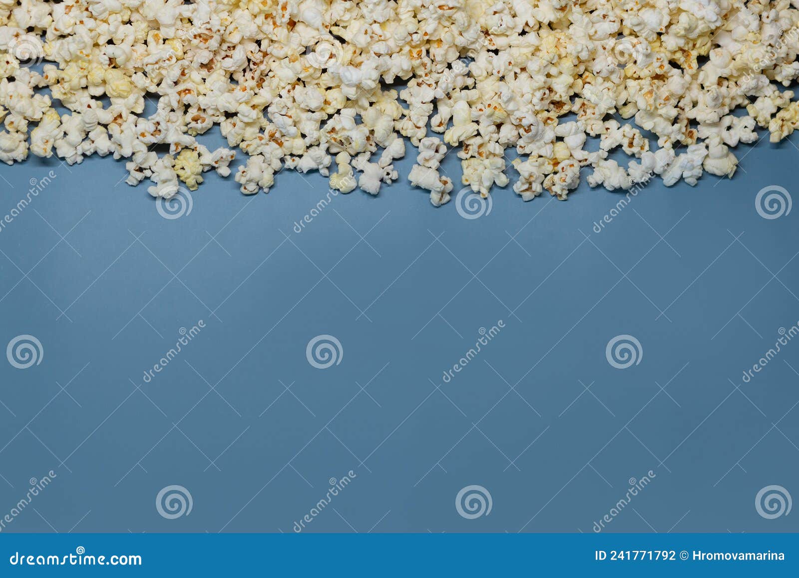 Popcorn Texture on a Blue Background Stock Photo - Image of movie ...