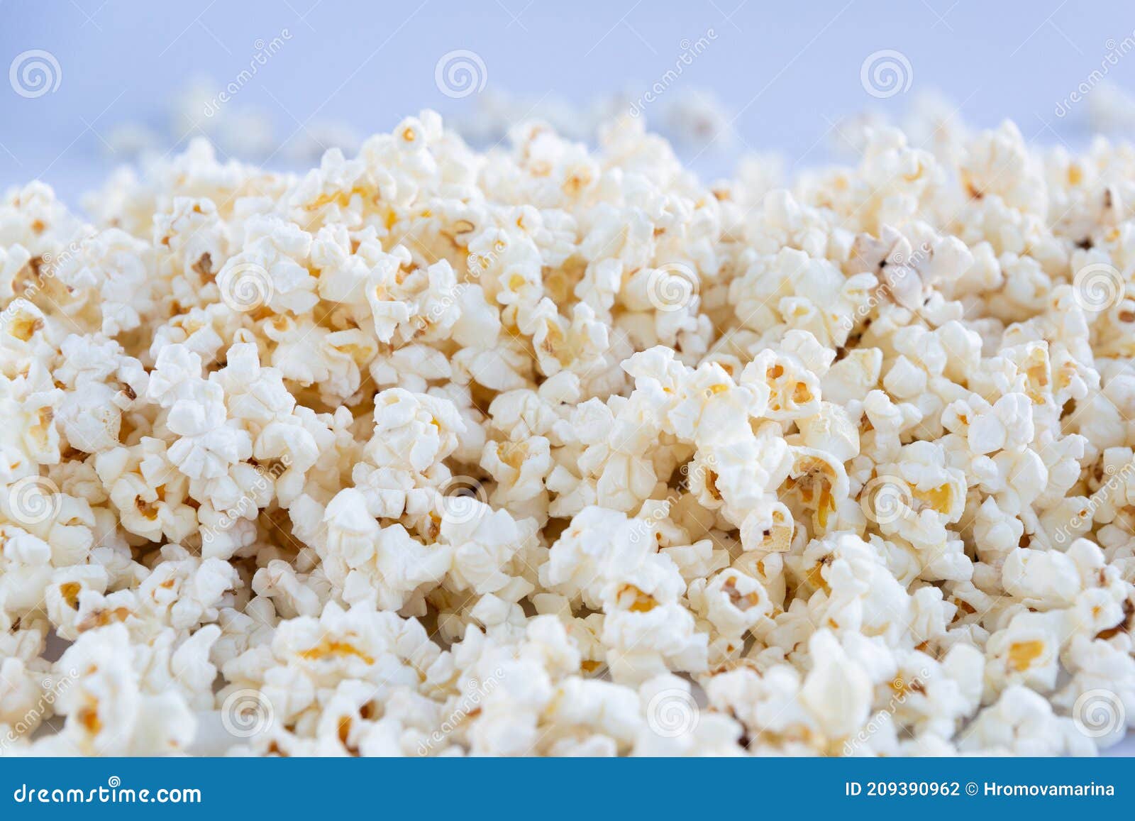 Popcorn Texture on a Blue Background Stock Photo - Image of full ...