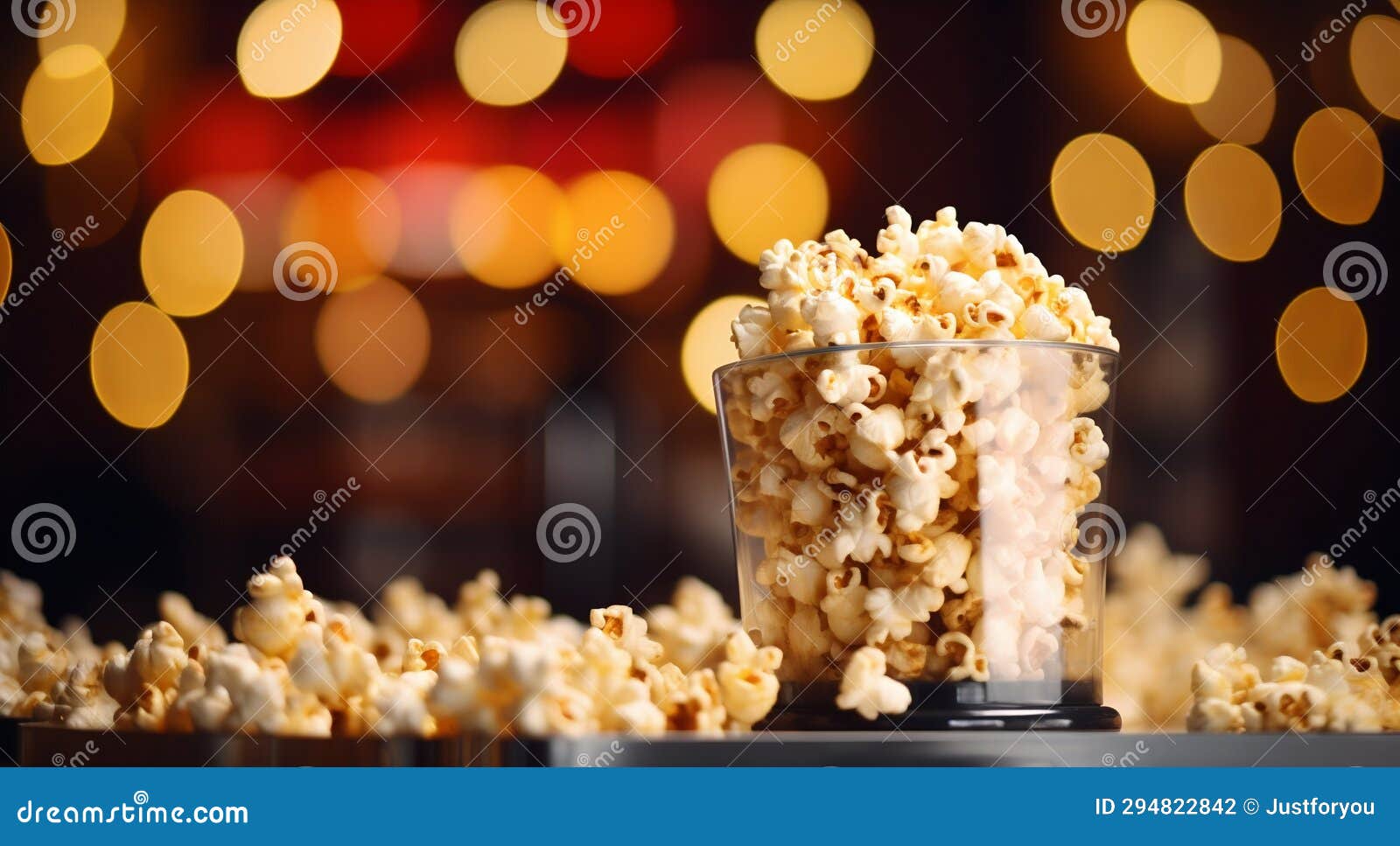 Popcorn Texture with Blurred Cinema Lights in the Background ...