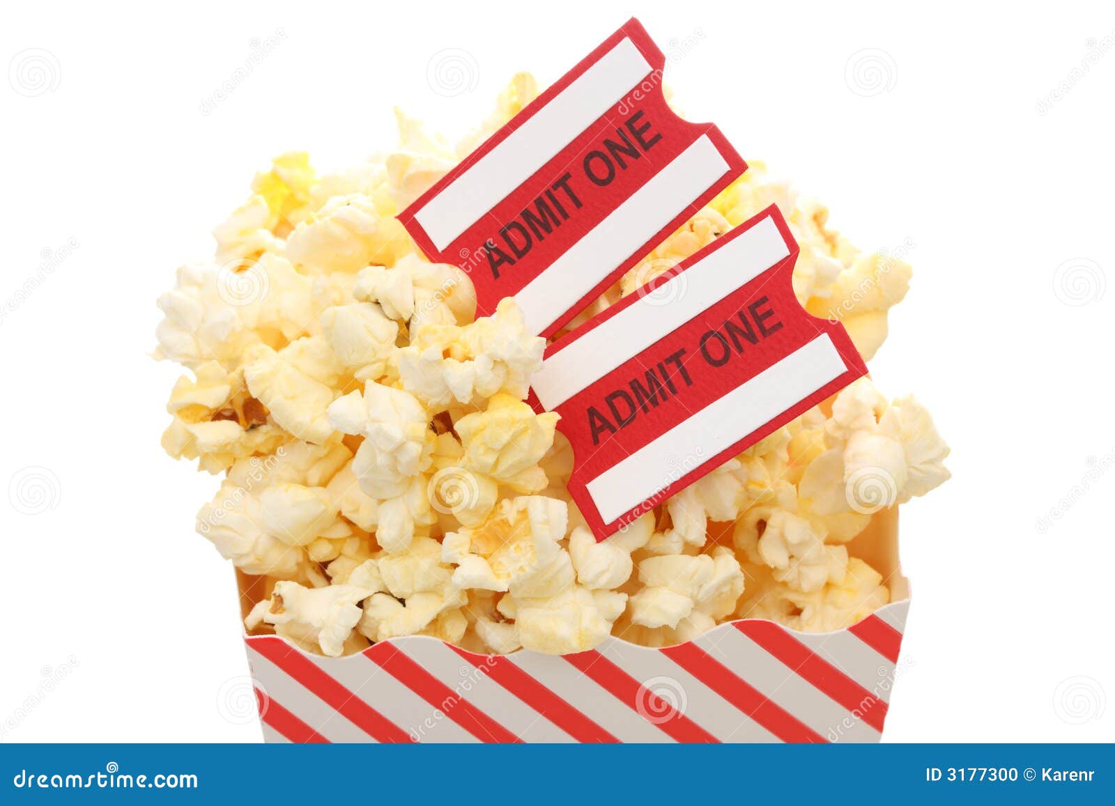 Popcorn and tickets stock photo. Image of snack, bucket - 3177300