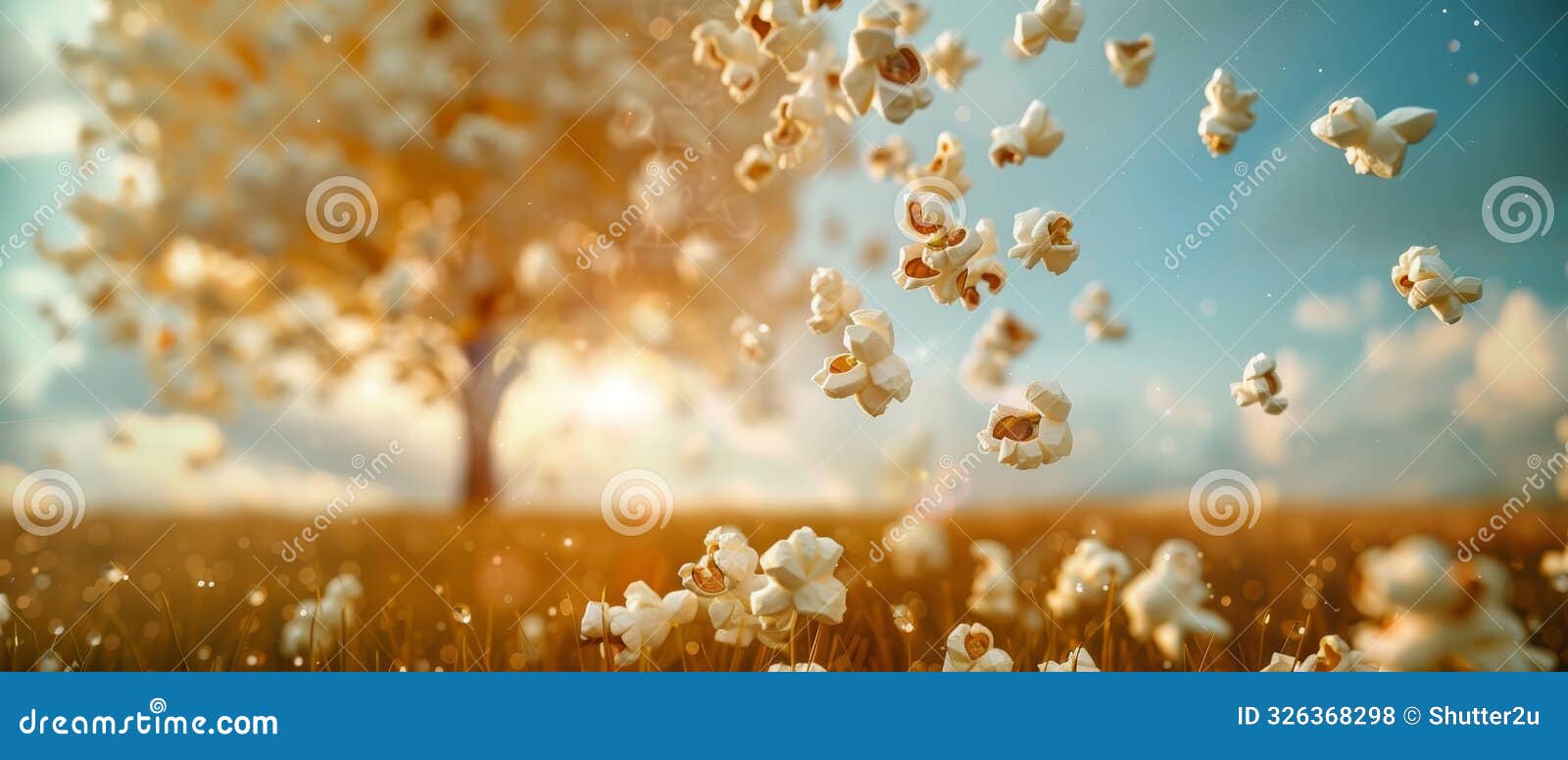 A Popcorn Tree in a Field Kernels Popping Off the Branches Creating a ...