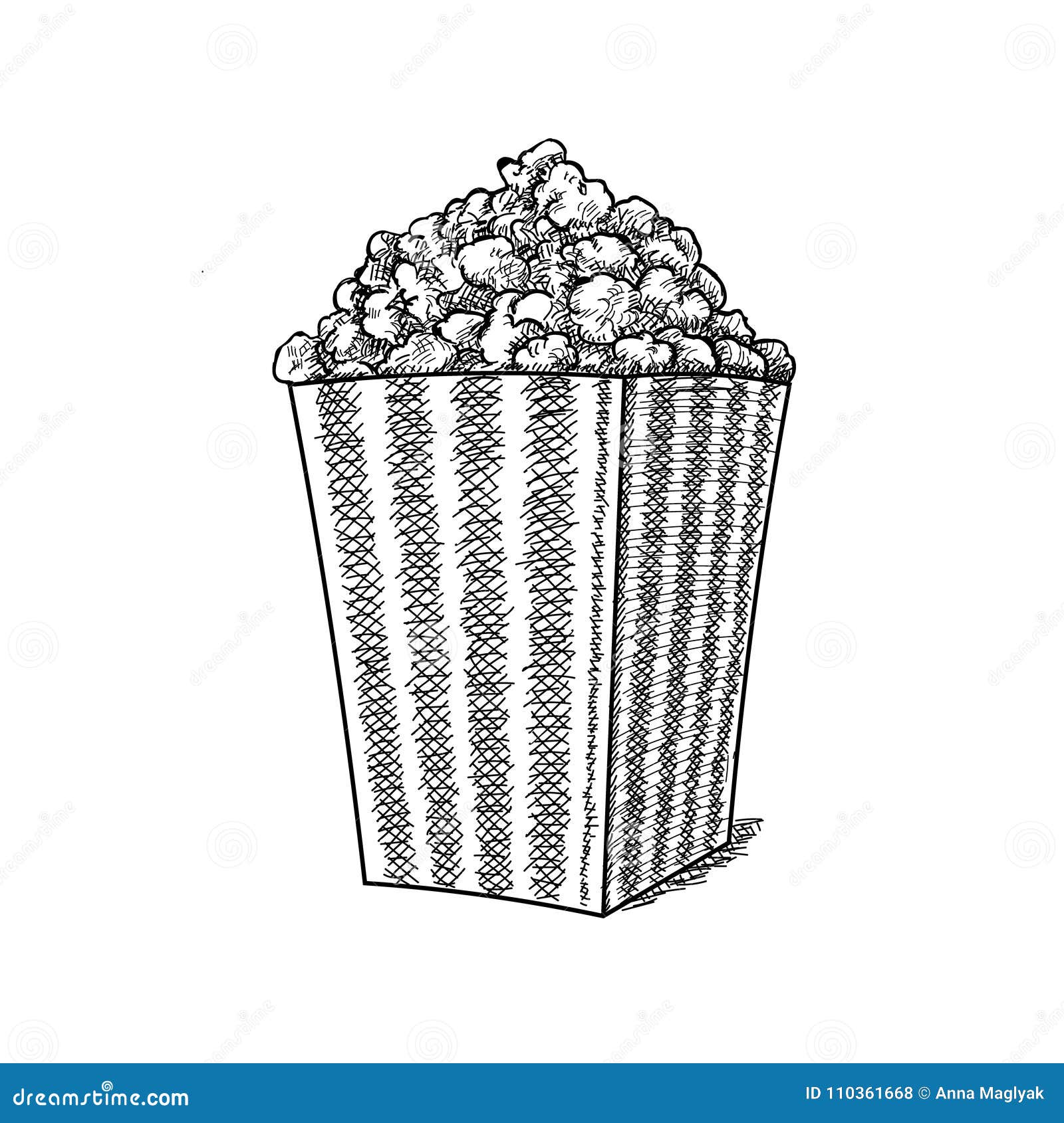 Popcorn Vector Hand Drawn Sketch Vector Illustration, Popcorn Stripe ...