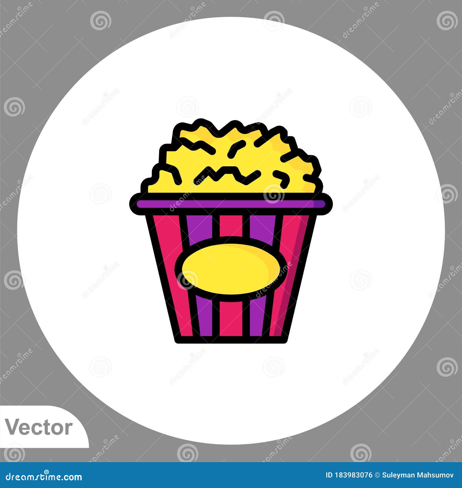 Popcorn Vector Icon Sign Symbol Stock Vector - Illustration of corn ...