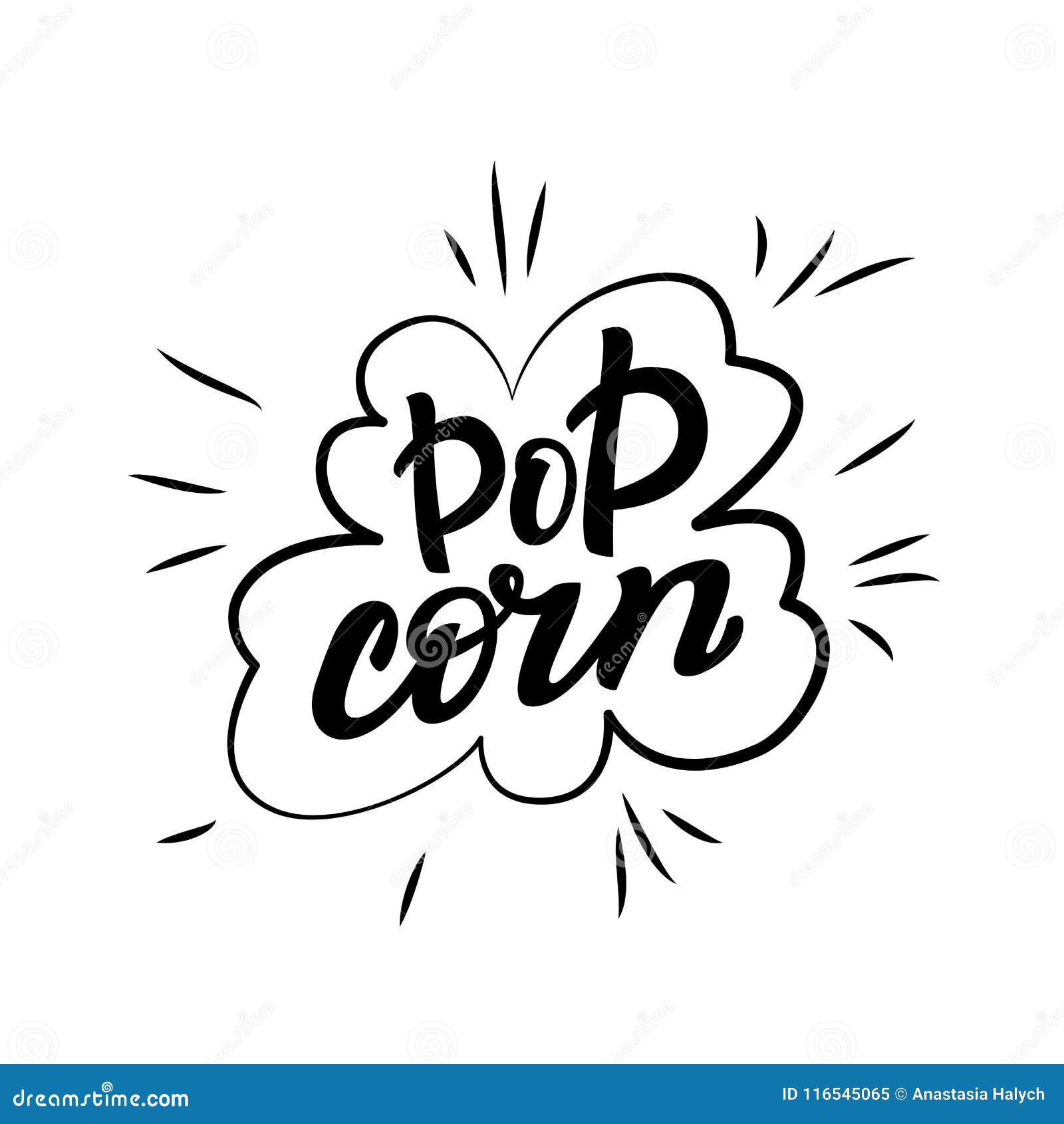 Popcorn Vector Illustration and Lettering Design Stock Vector ...