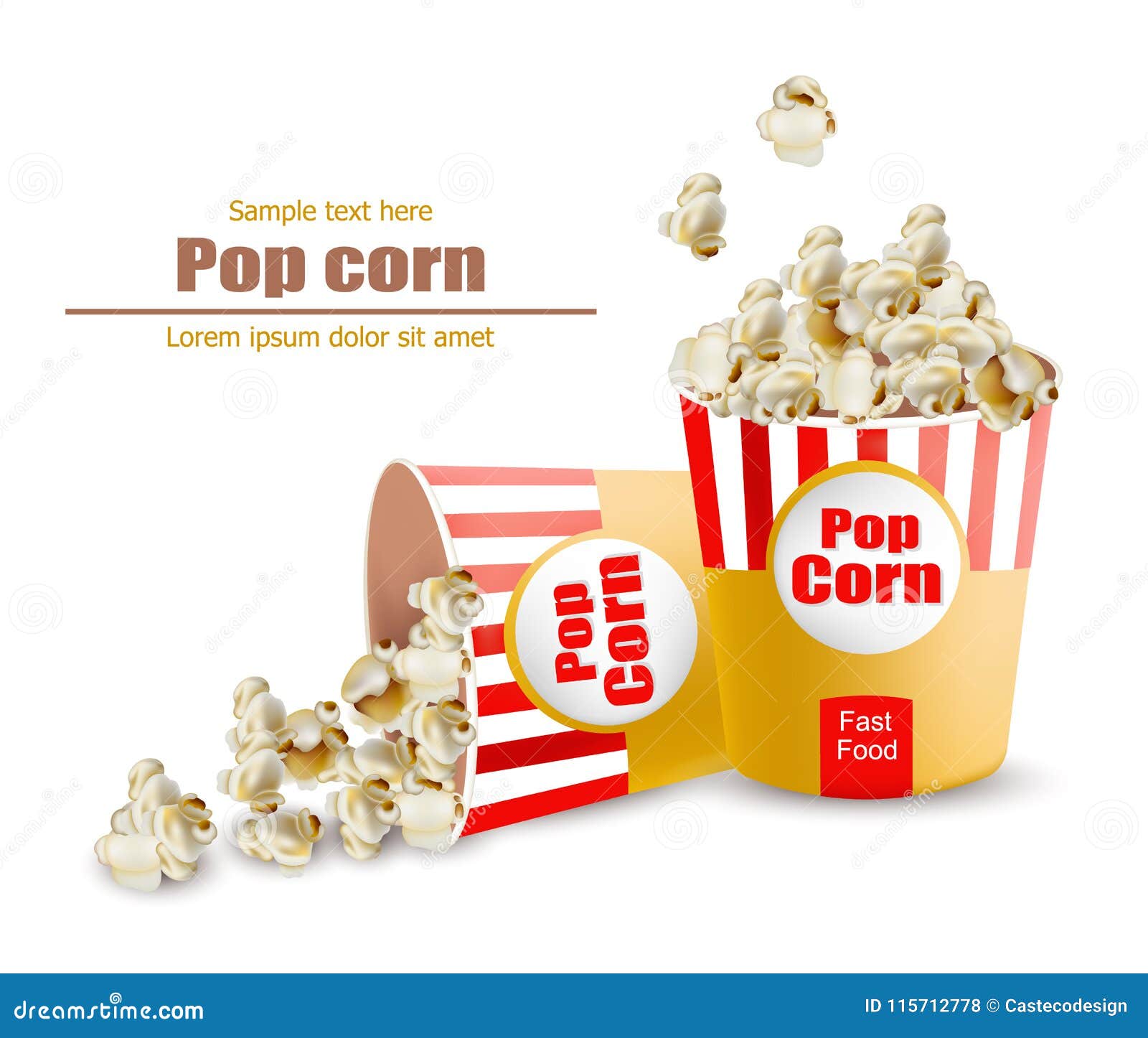 Popcorn Vector Realistic. 3d Detailed Illustrations Stock Vector ...