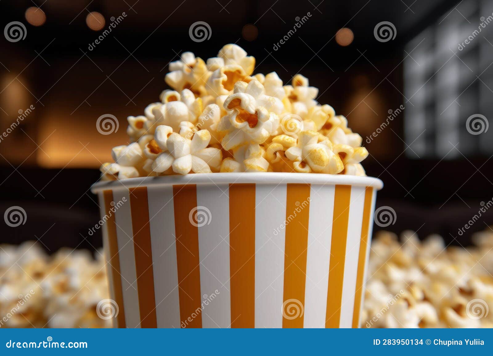 Popcorn in White and Tan Container with Some Lying Loose. AI Generated ...