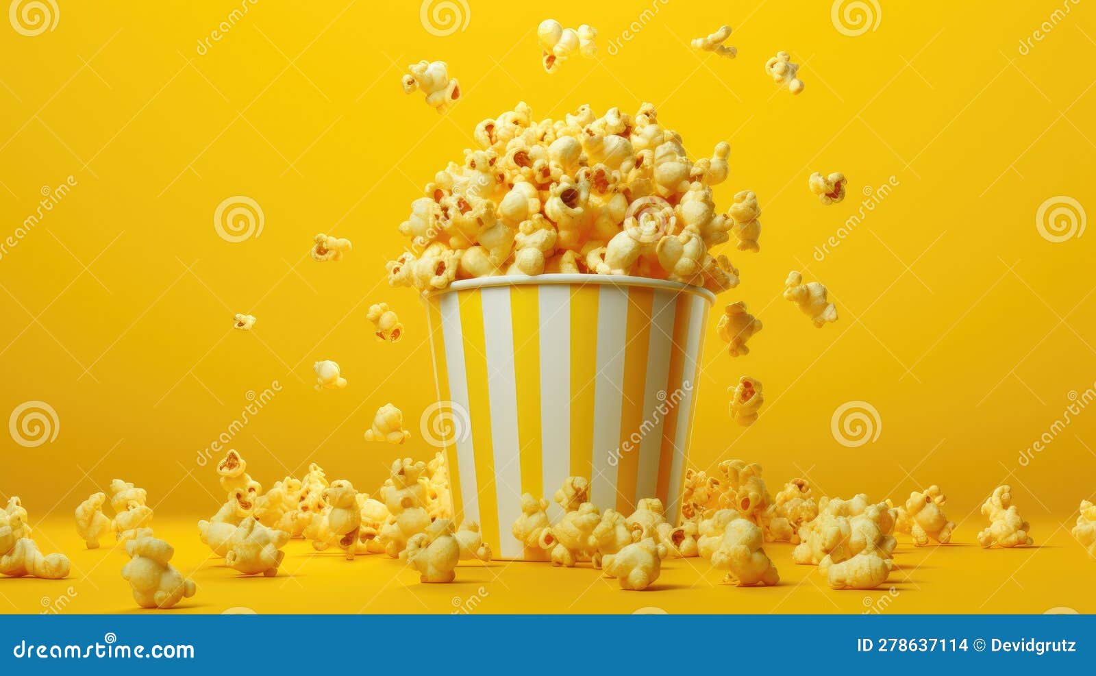 Popcorn on Yellow Background. Generative AI Stock Illustration ...