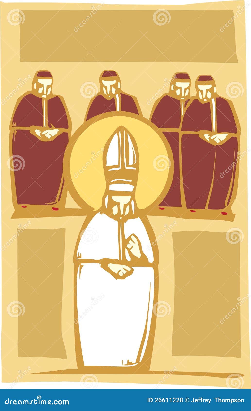 Pope, Cardinal And Bishop In Characteristic Clothes Isolated On White ...