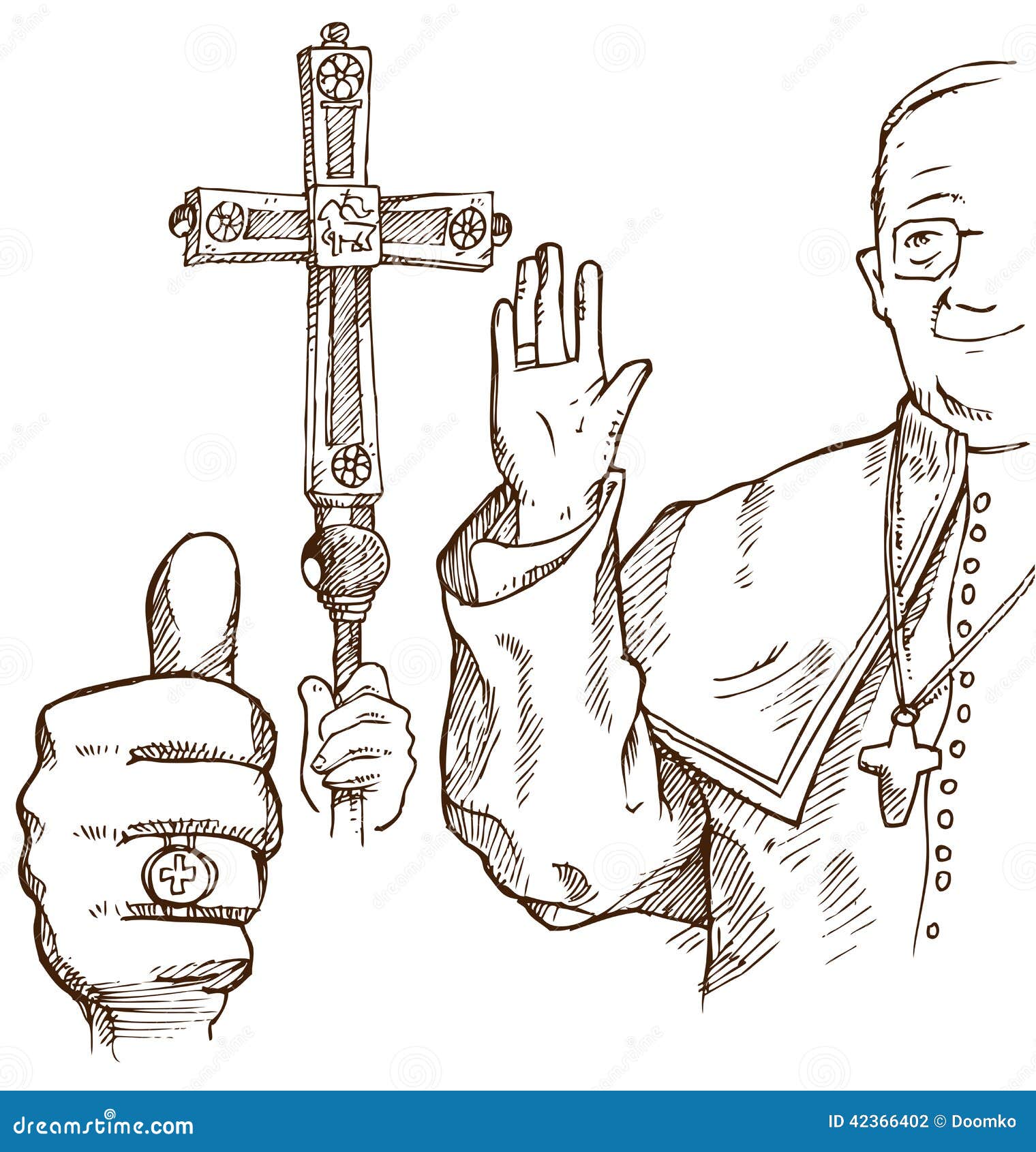 Pope Hand Sign Of Benediction On White Vector Illustration ...