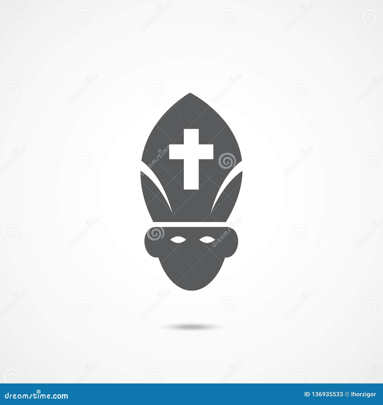 Silhouette Of Pope With Beard And Miter With Stars, Holding A Crosier ...