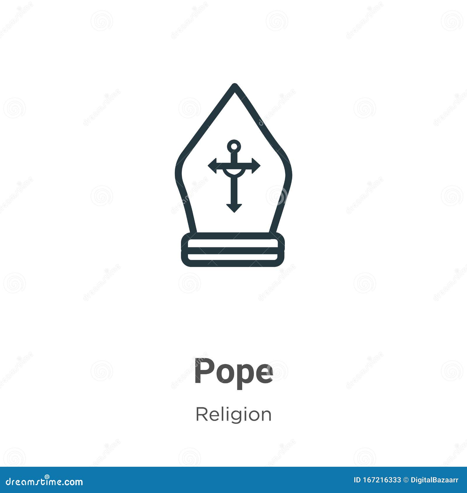 Pope Outline Vector Icon. Thin Line Black Pope Icon, Flat Vector Simple ...