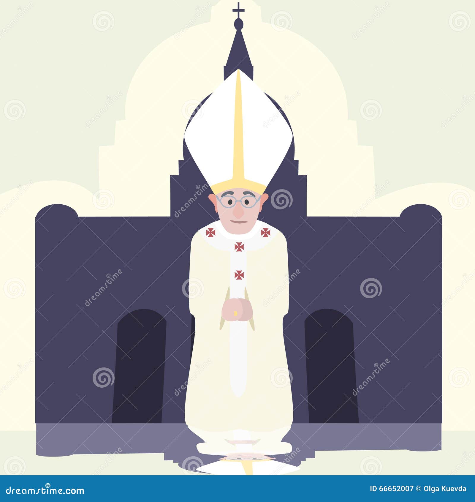 Pope Character Isolated On A White Background. Supreme Catholic Priest ...