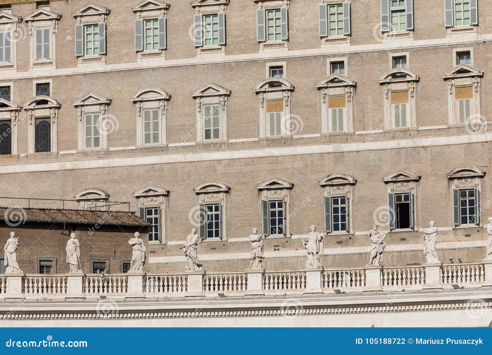 Pope`s Window on Saint Peter`s Square in Vatican, Rome, Italy Stock ...