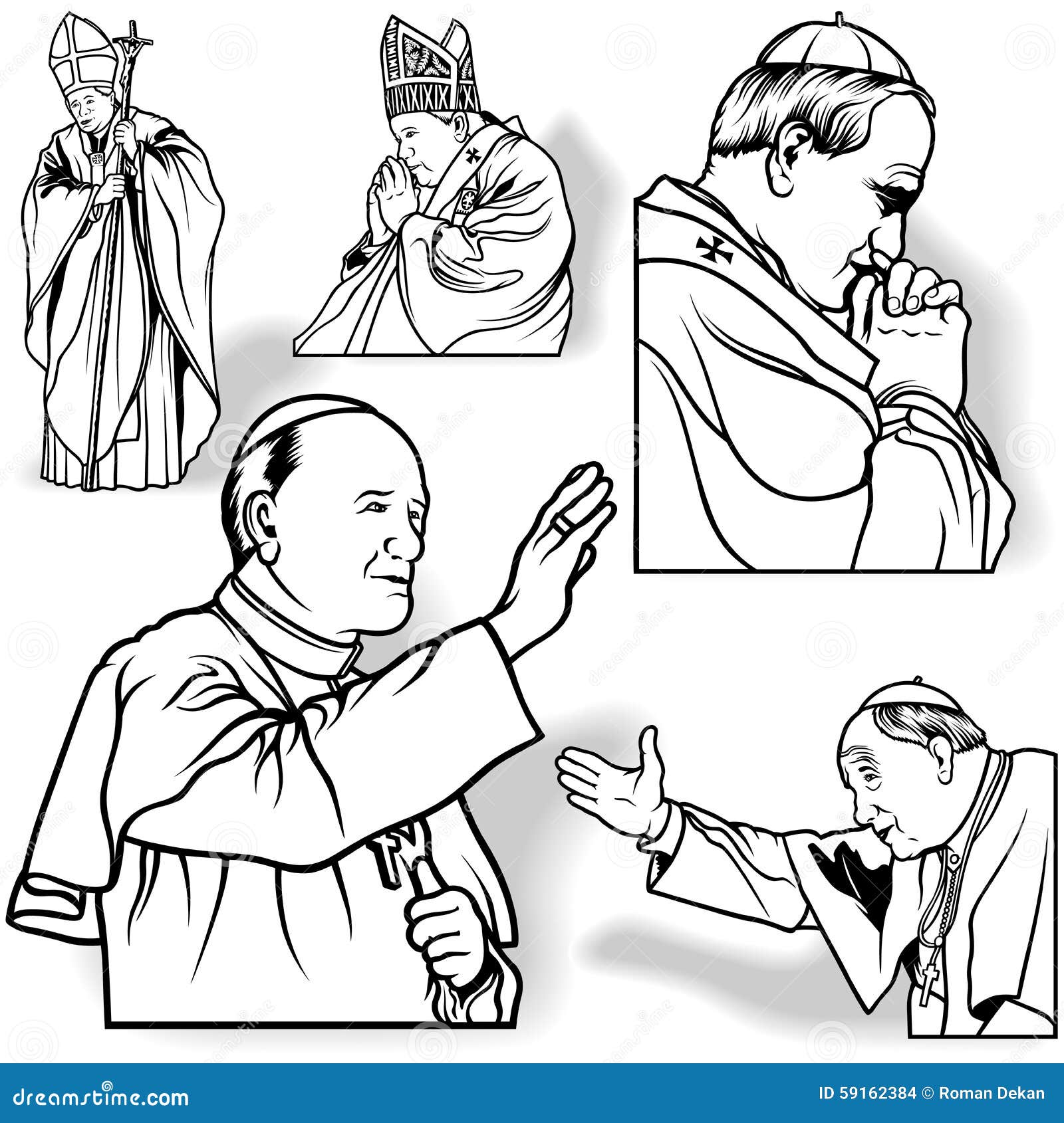 Pope Set stock vector. Illustration of outline, spirituality - 59162384