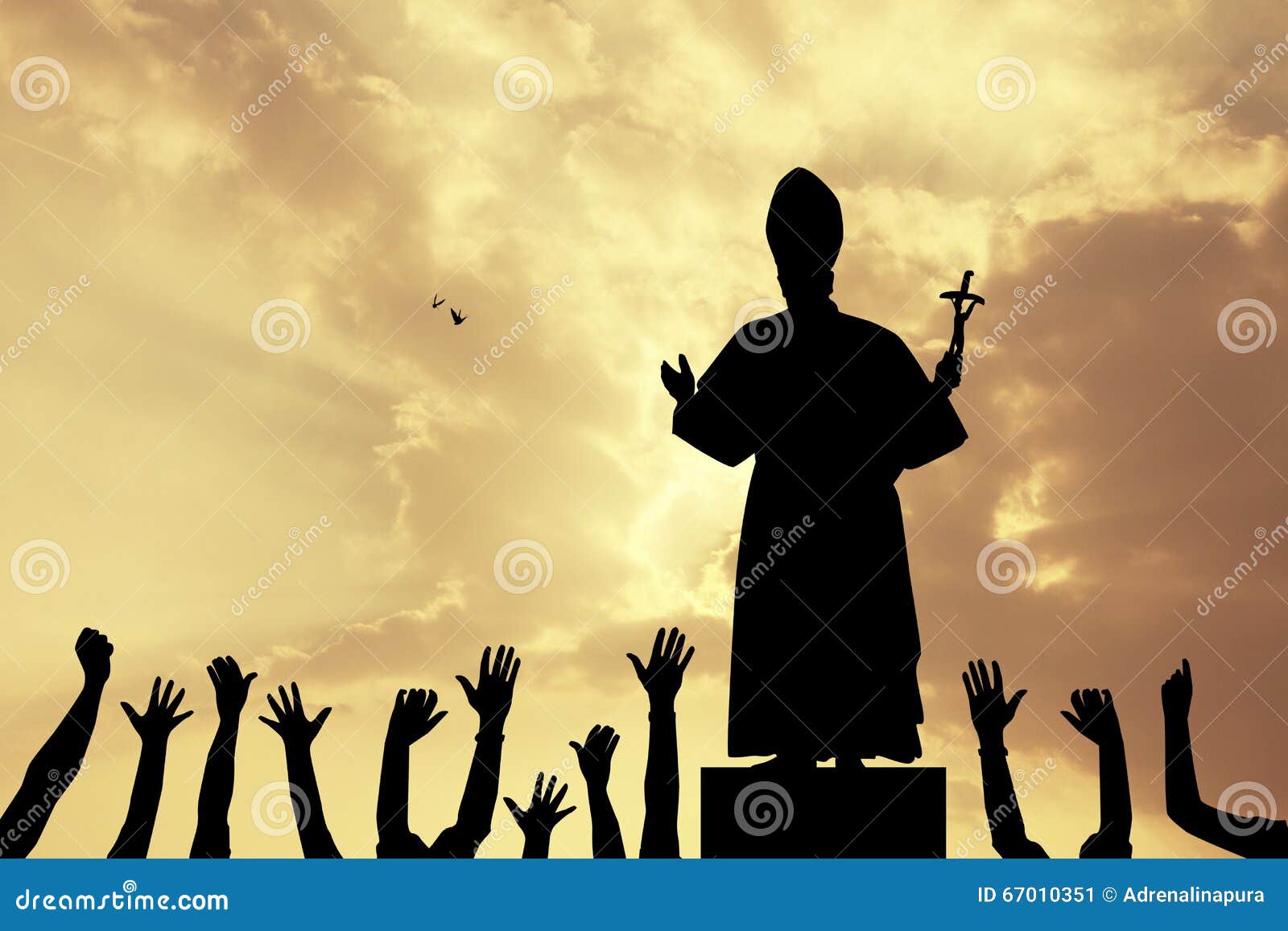 Silhouette Of Pope With Beard And Miter With Stars, Holding A Crosier ...