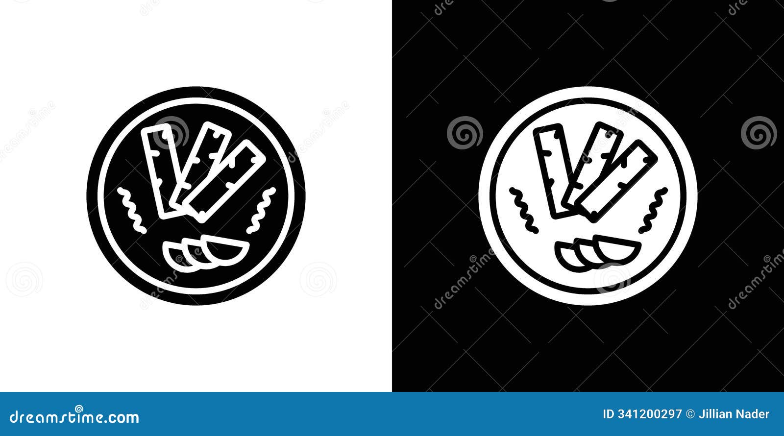 Popiah Linear Logo Mark In Black And White Cartoon Vector ...