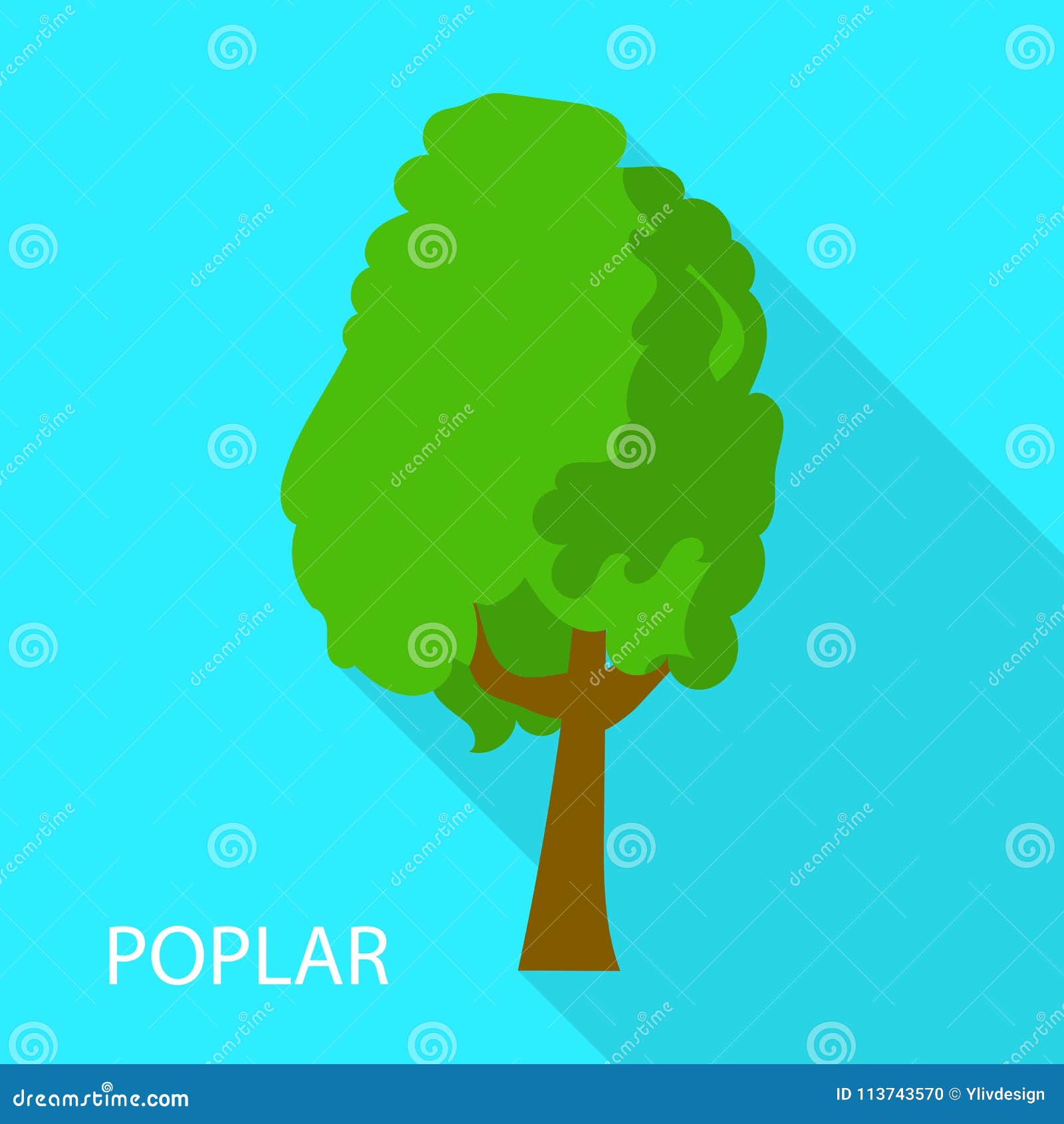 Poplar icon, flat style stock vector. Illustration of flat - 113743570