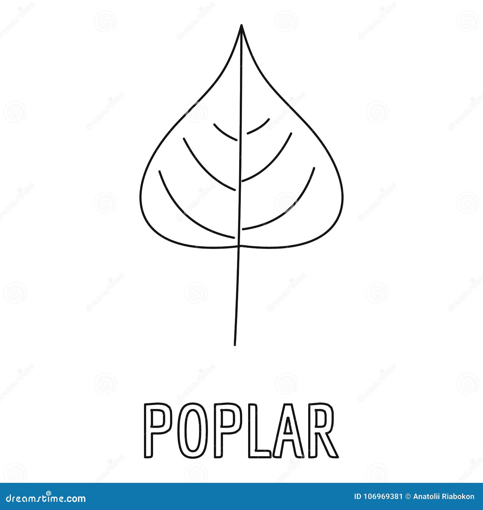 Poplar Leaf Icon, Outline Style. Stock Vector - Illustration of tree ...