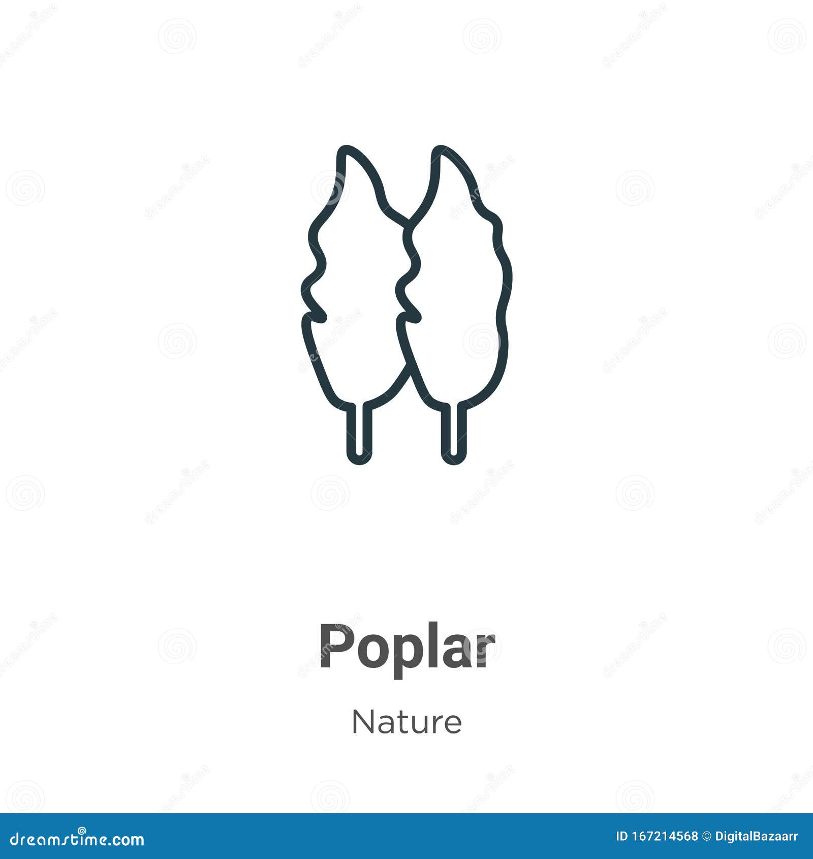 Poplar Outline Vector Icon. Thin Line Black Poplar Icon, Flat Vector ...