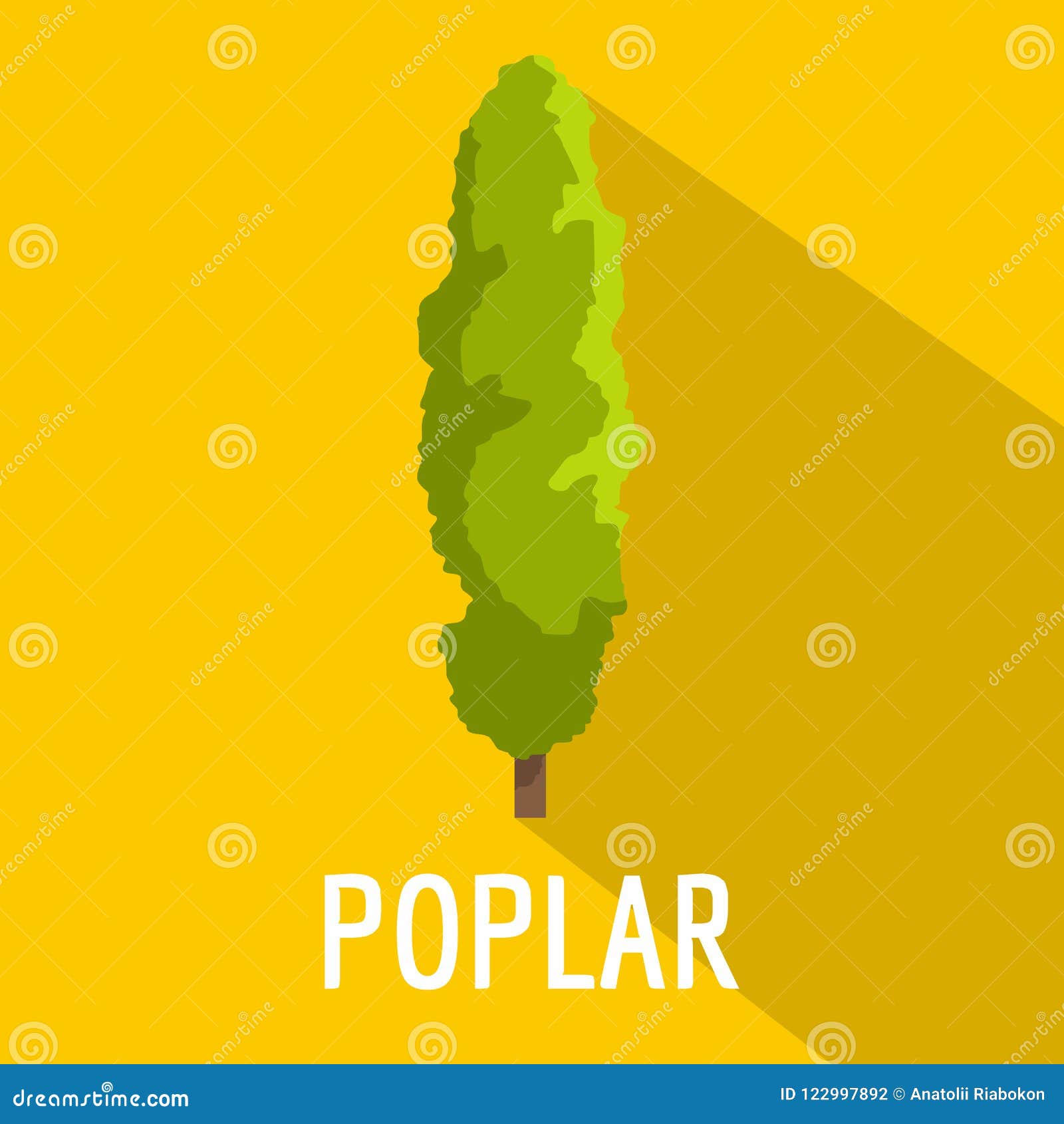Poplar Tree Icon, Flat Style Stock Illustration - Illustration of ...