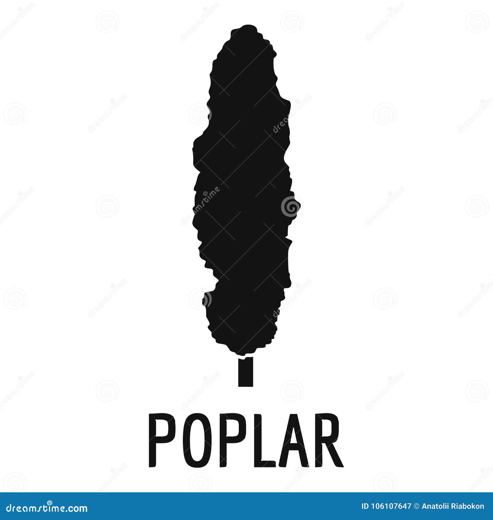 Poplar Tree Icon, Simple Black Style Stock Vector - Illustration of ...
