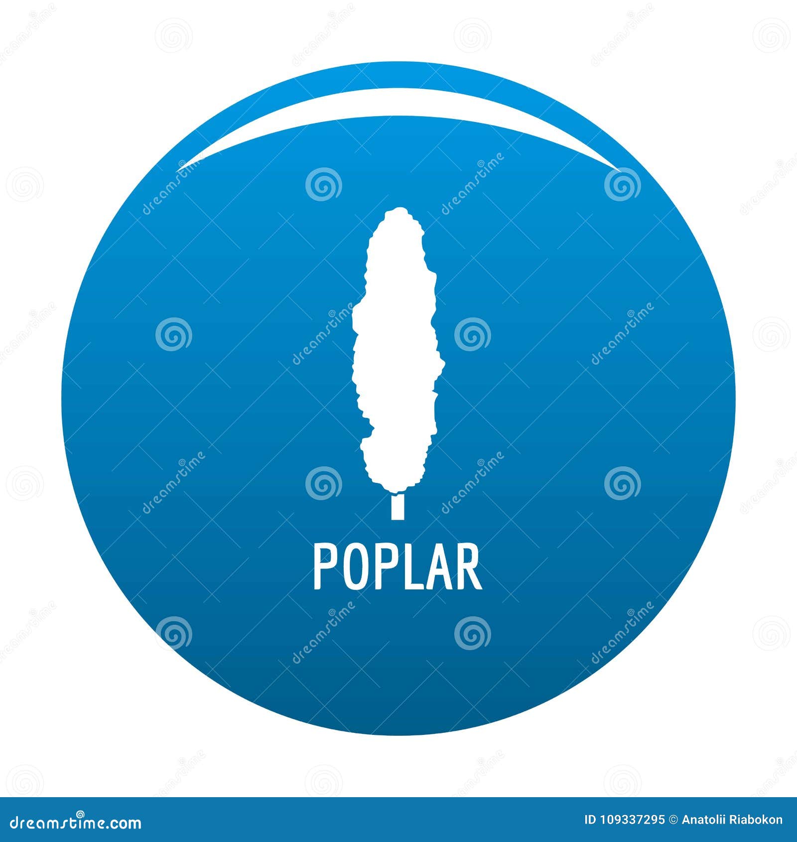 Poplar Tree Icon Blue Vector Stock Vector - Illustration of solitude ...
