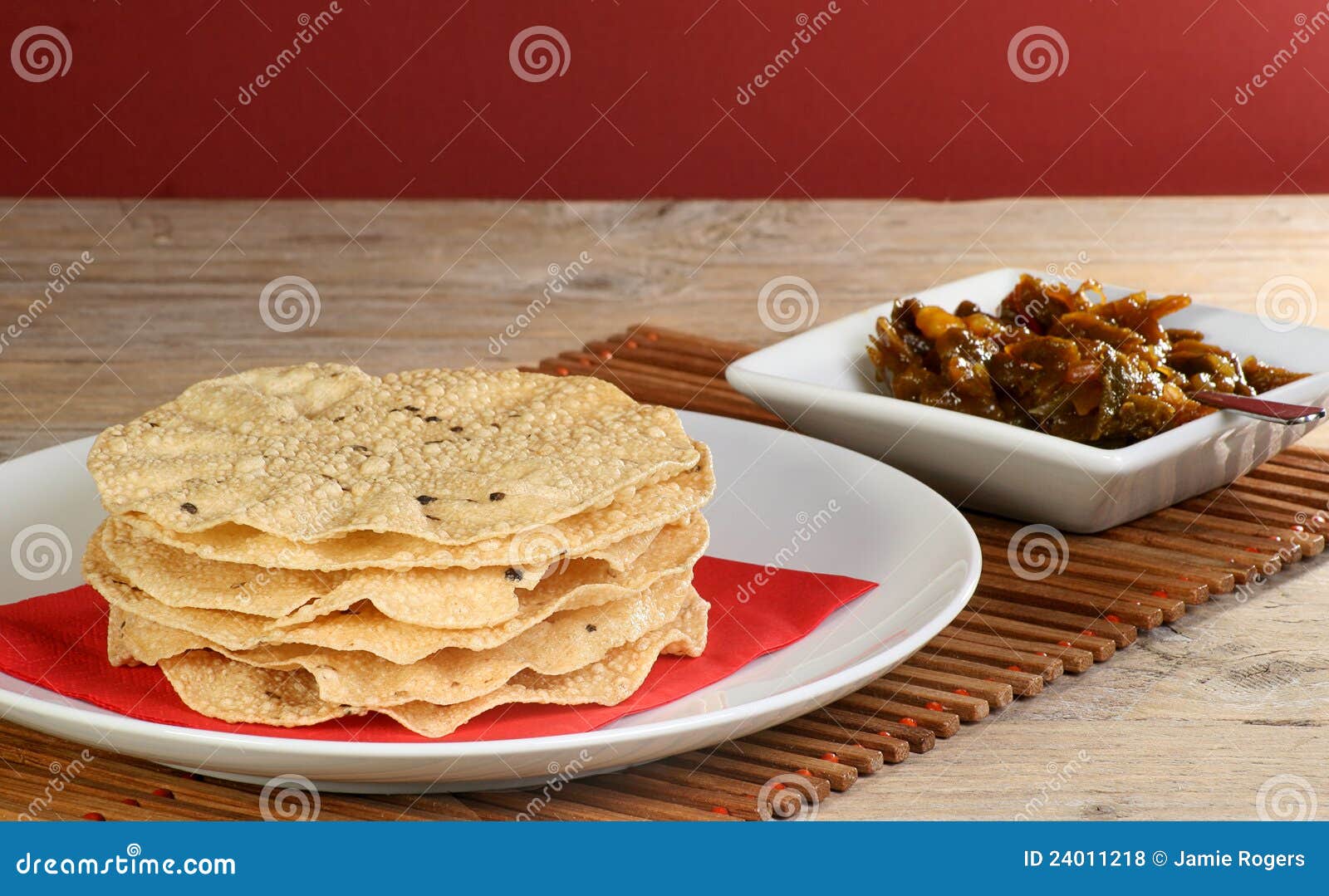 Poppadums and pickle stock photo. Image of spicy, asian - 24011218
