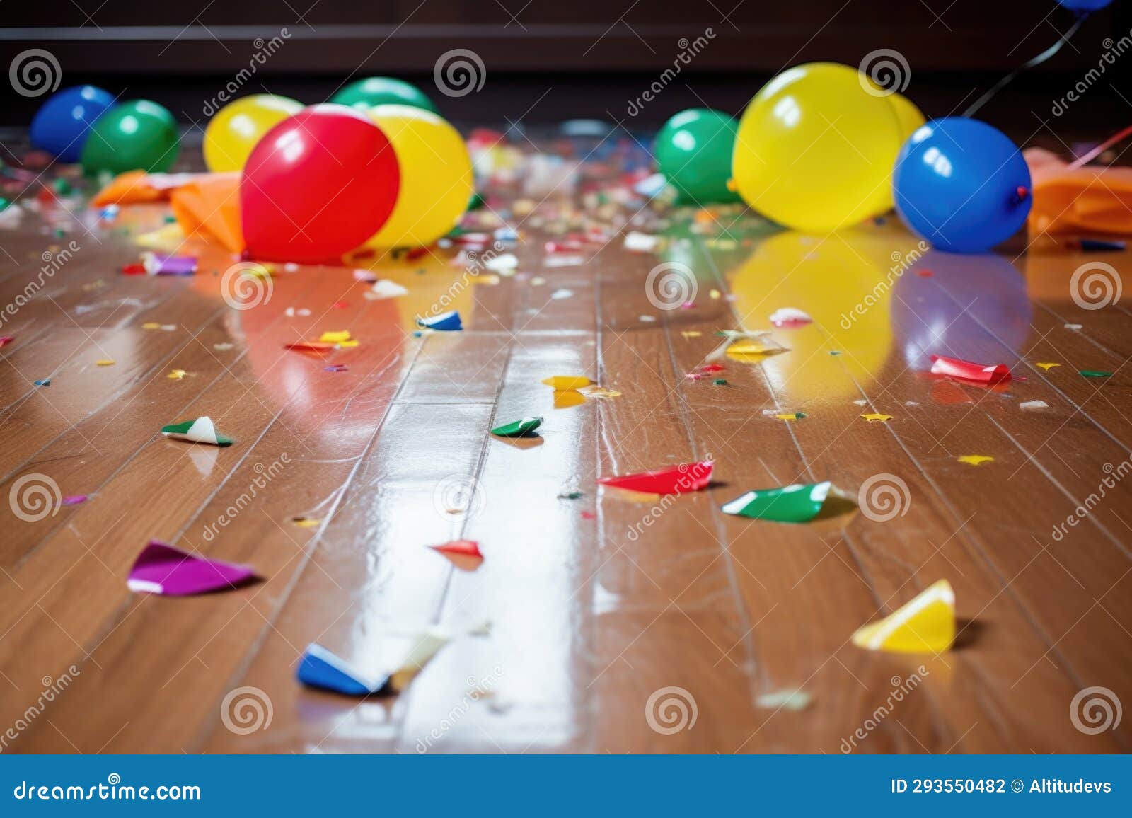 Popped Balloon Pieces on the Floor Stock Illustration - Illustration of ...