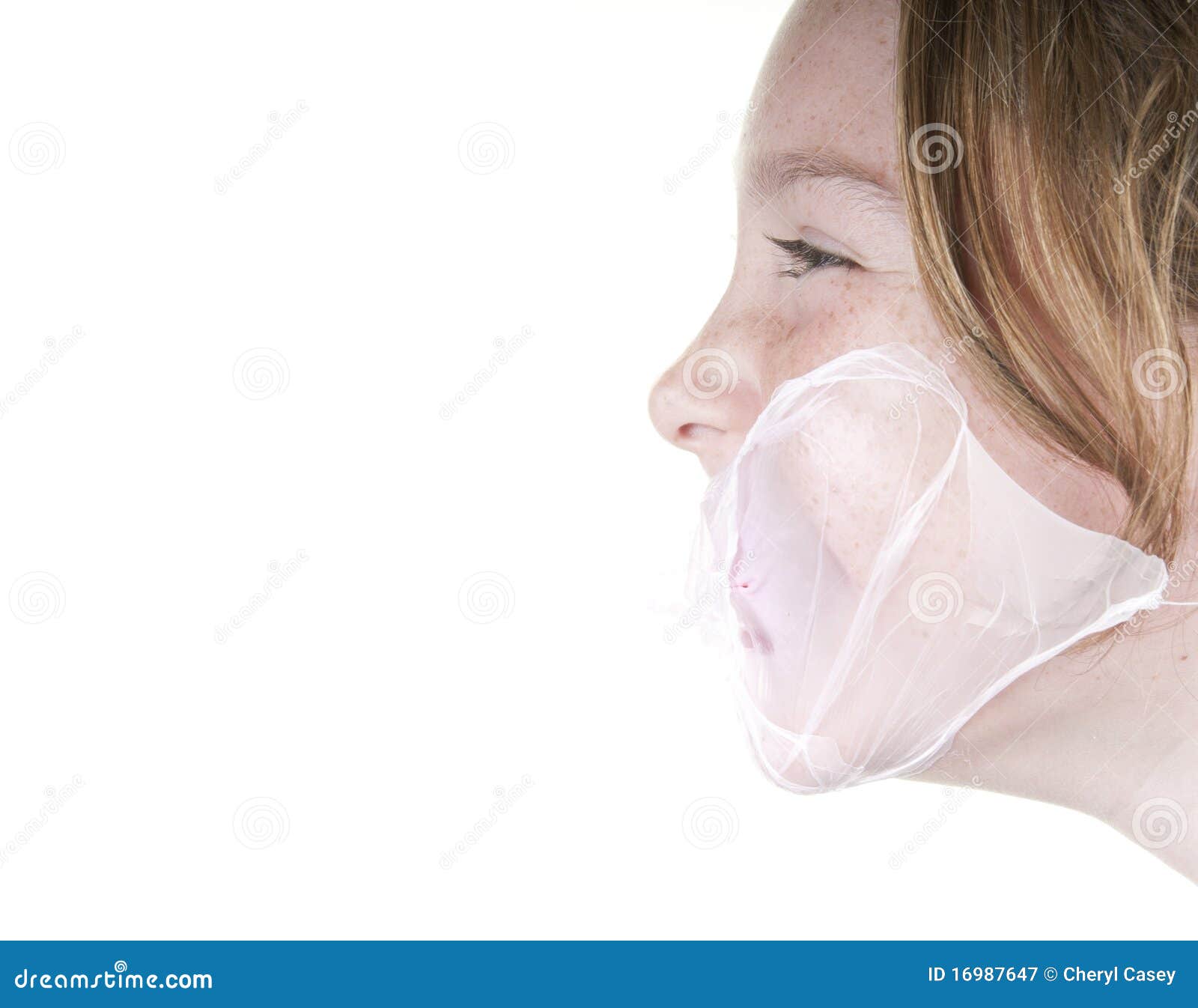 Popped bubblegum on face stock image. Image of profile - 16987647