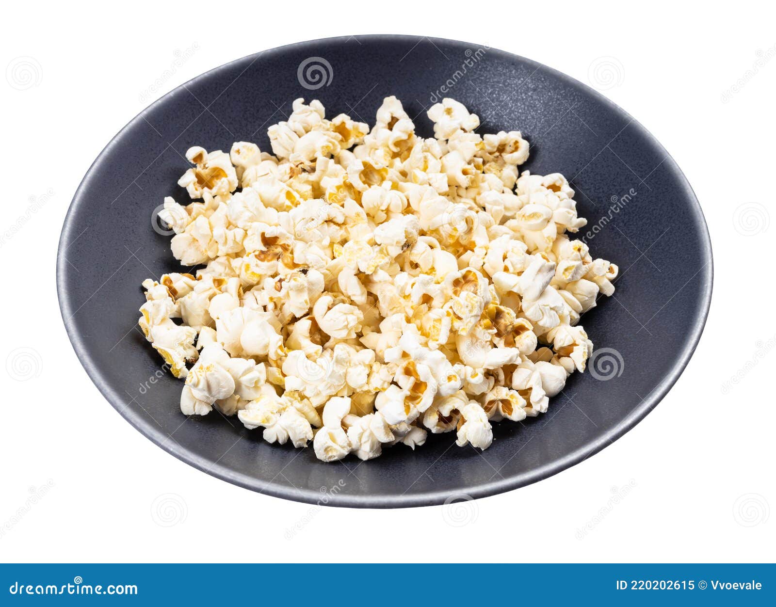 Popped Corn in Gray Bowl Isolated on White Stock Image - Image of ...