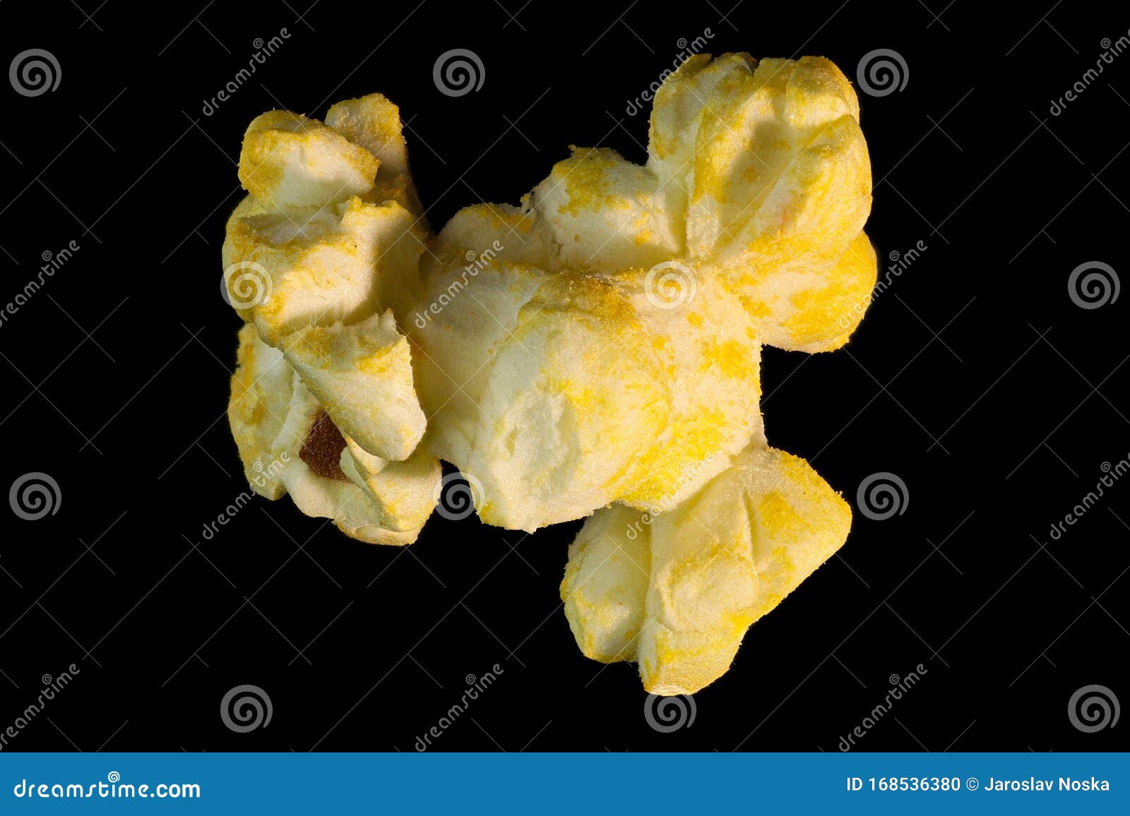 Popped Macro Popcorn on a Black Background Stock Photo - Image of full ...