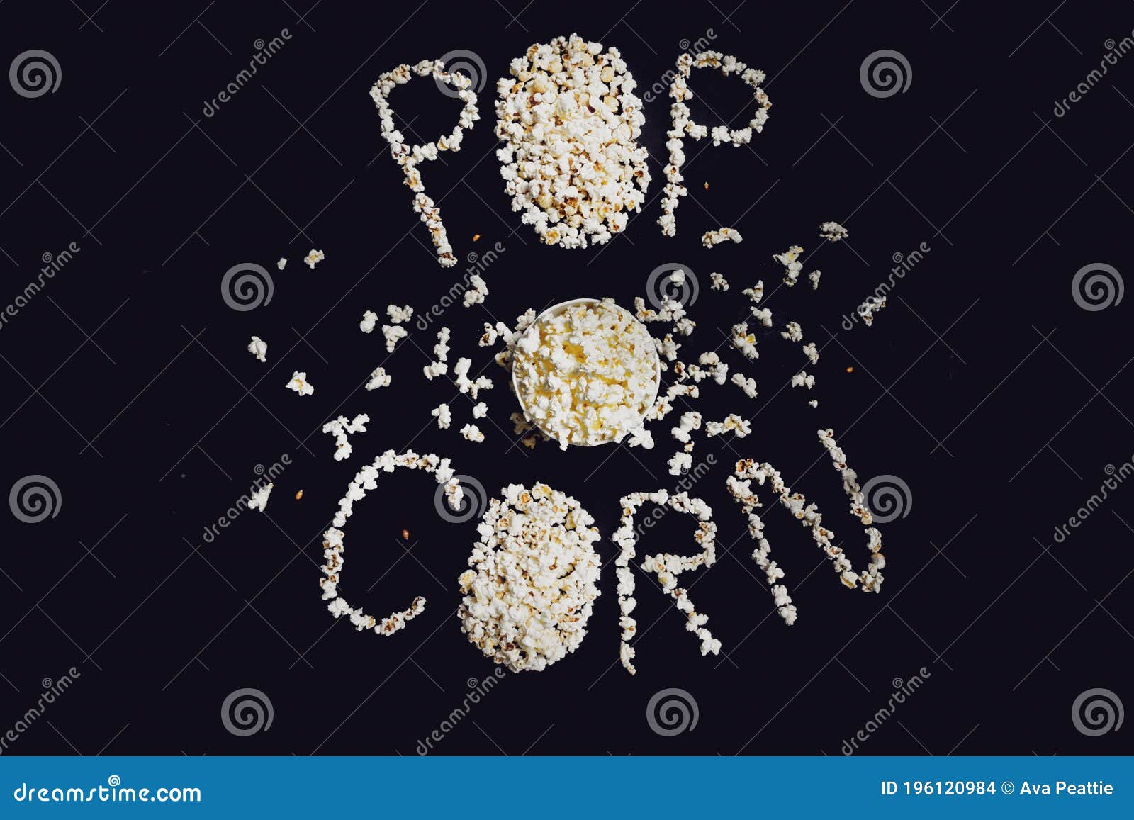 Popped Popcorn Maize Kernels and Shaped in the Word ‘popcorn’ Stock ...