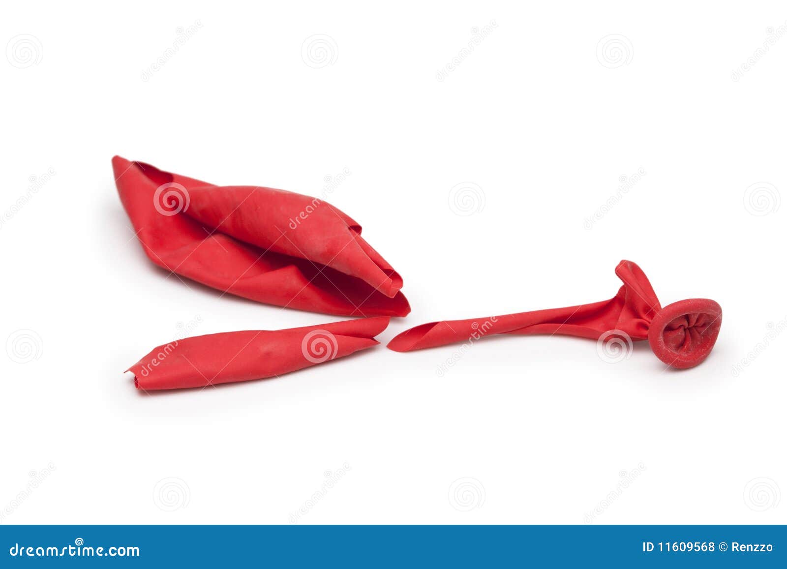 Popped Red Balloon Isolated On White Royalty Free Stock Photos - Image ...
