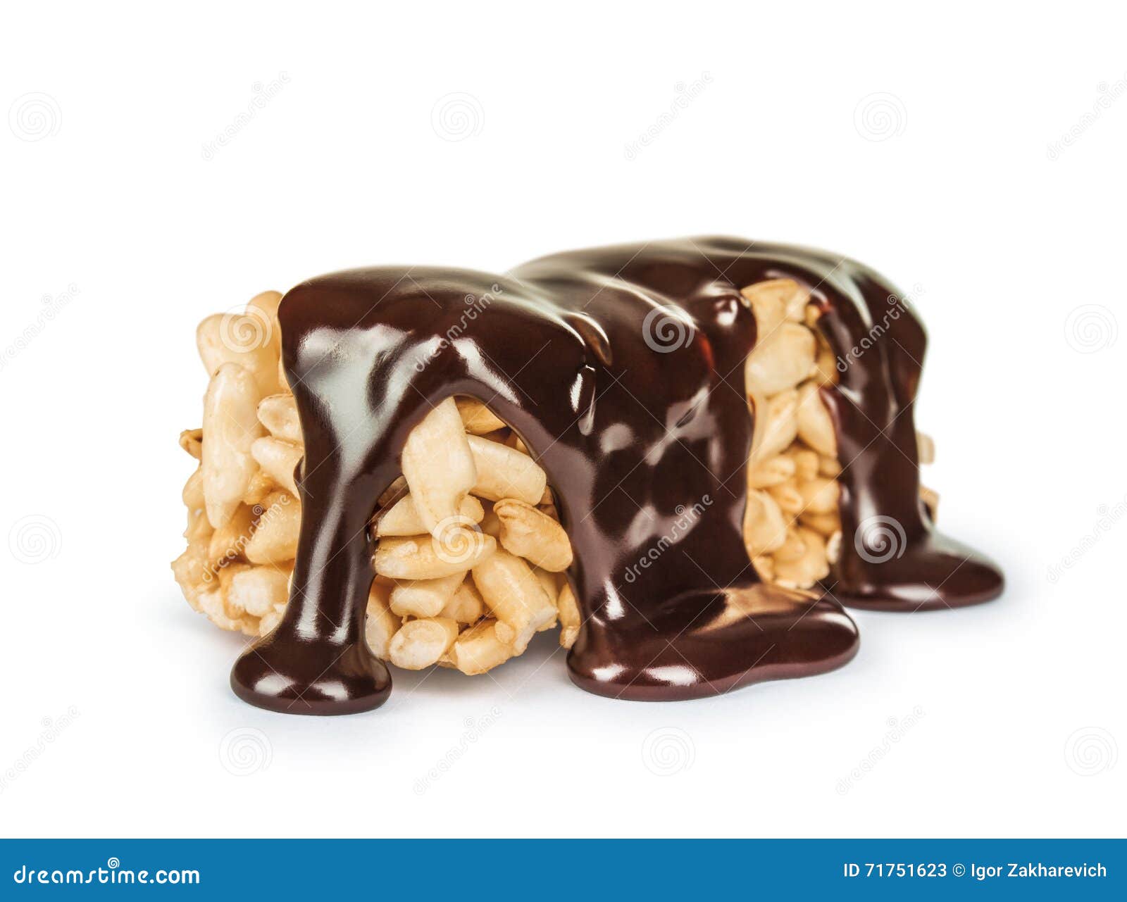 Popped Rice Cereal Under a Hot Stream of Chocolate Stock Image - Image ...