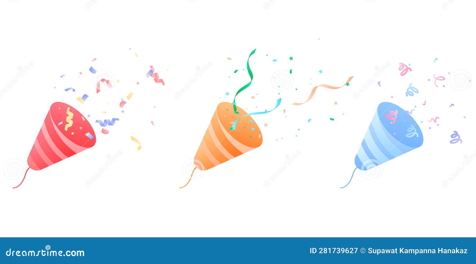 Popper Design Background with Beautiful Ribbon and Confetti Vector ...