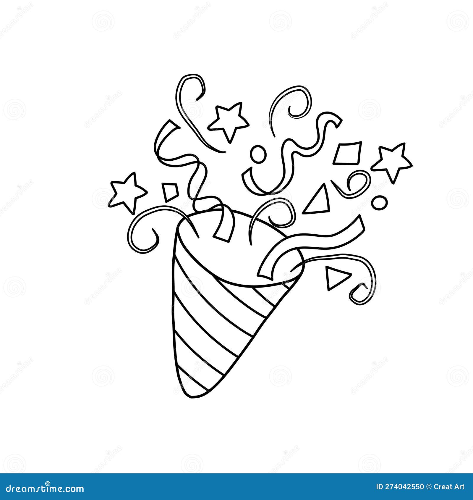 Popper Exploding Birthday Party Vector Cliaprt Black Outline Stock ...