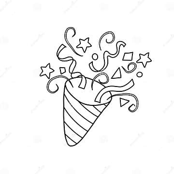 Popper Exploding Birthday Party Vector Cliaprt Black Outline Stock ...