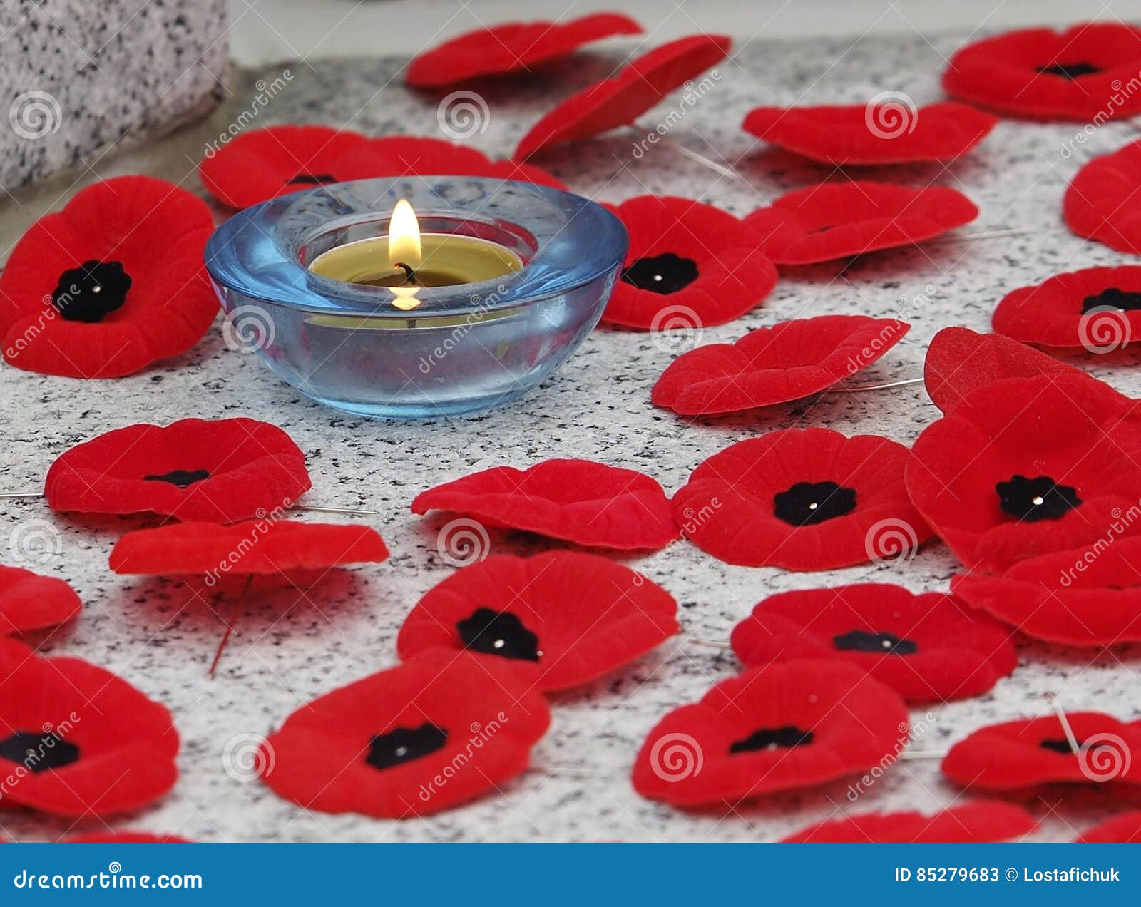 Poppies and Candle at Remembrance Day Service Stock Image - Image of ...