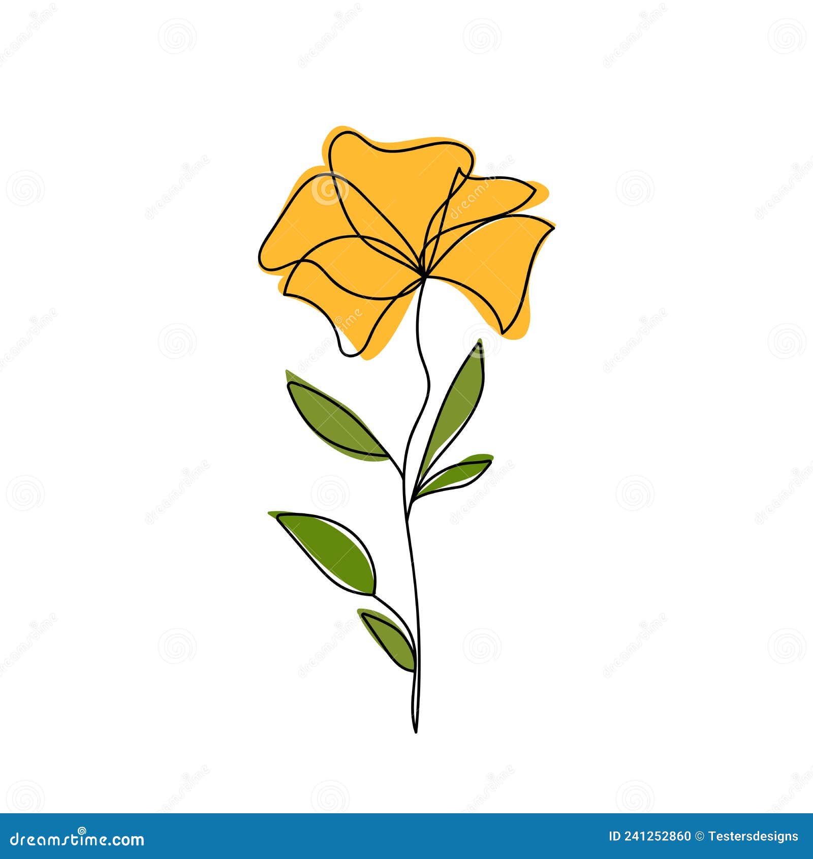 Poppies Flower Continuous Line Drawing Abstract Minimal Flower