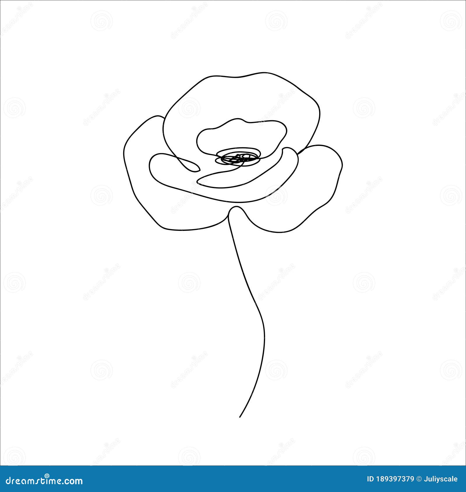 Poppies Flower Continuous Line Drawing Abstract Minimal Poppy Stock